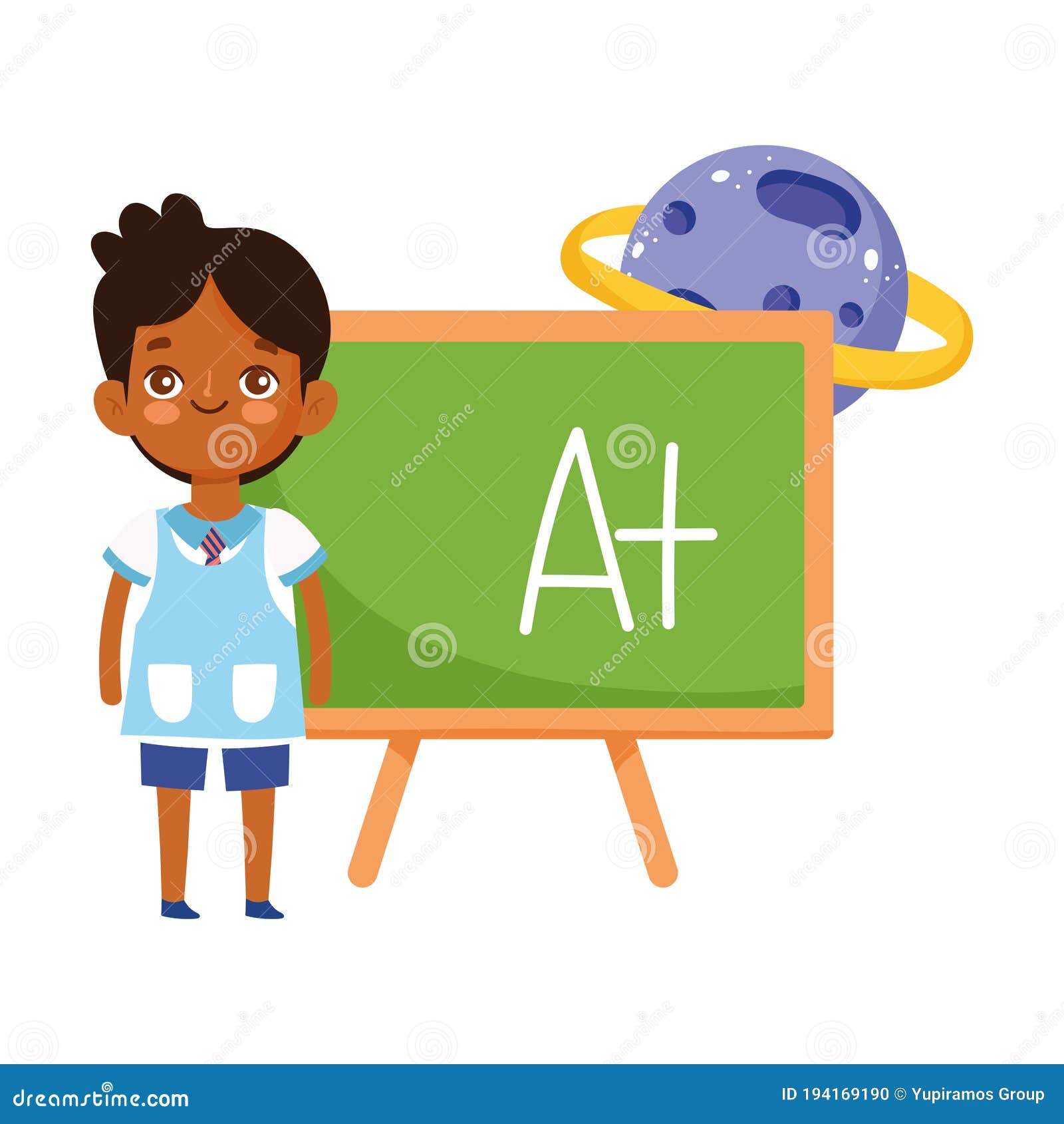 Back To School, Student Boy Chalkboard Planet Science Elementary ...