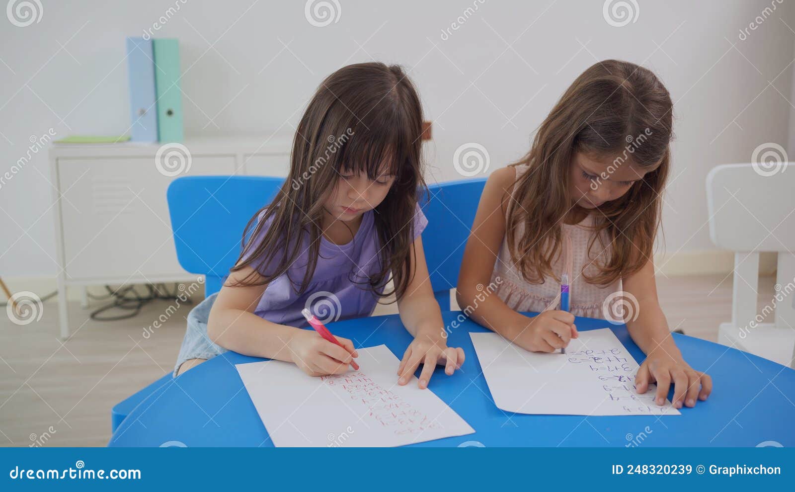 Back To School and Summer Course. Little Children Learning Kindergarten ...