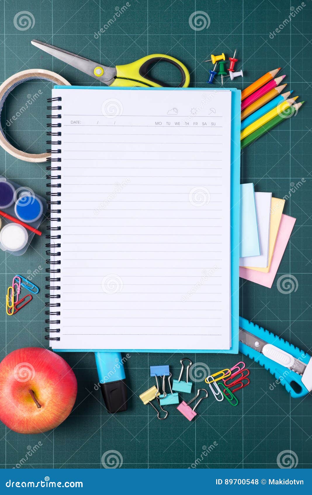 Back To School Supplies. Books and Chalkboard. Stock Photo - Image of ...