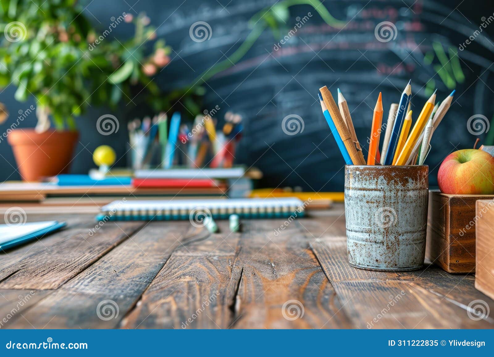Back To School Table Banner. Generate Ai Stock Image - Image of tools ...