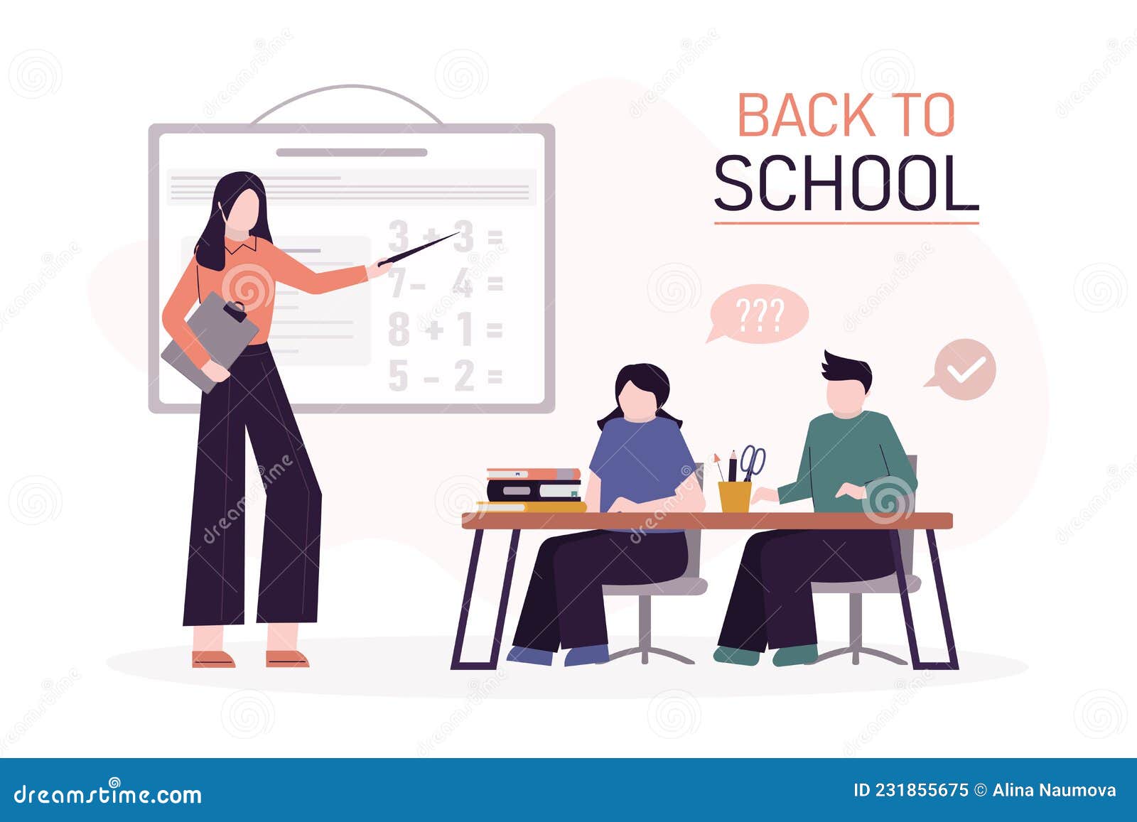 Mathematics Classroom Empty Interior, School Class Vector Illustration ...
