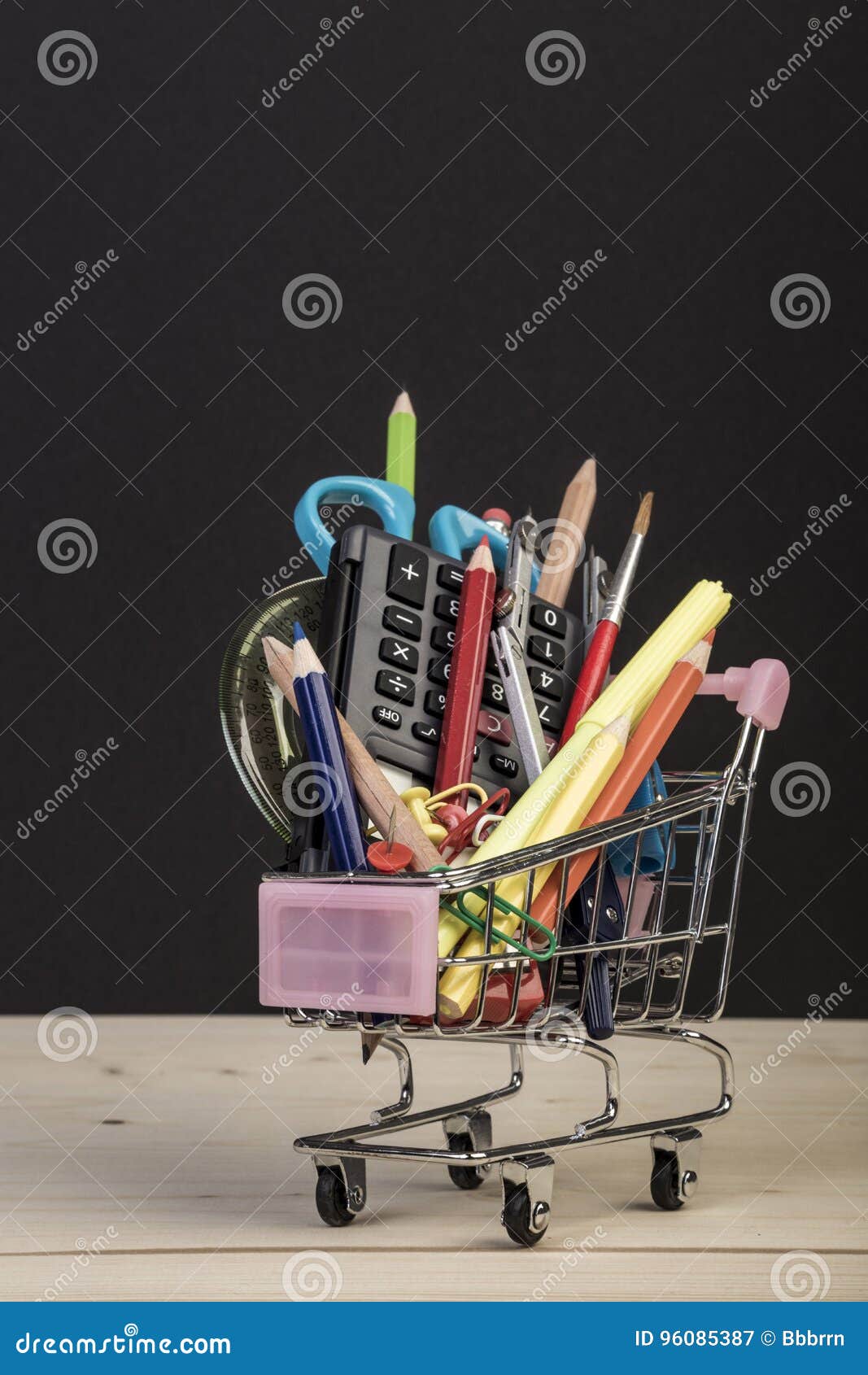 Back To School Template with Multiple Stationery in Trolley Stock Image ...