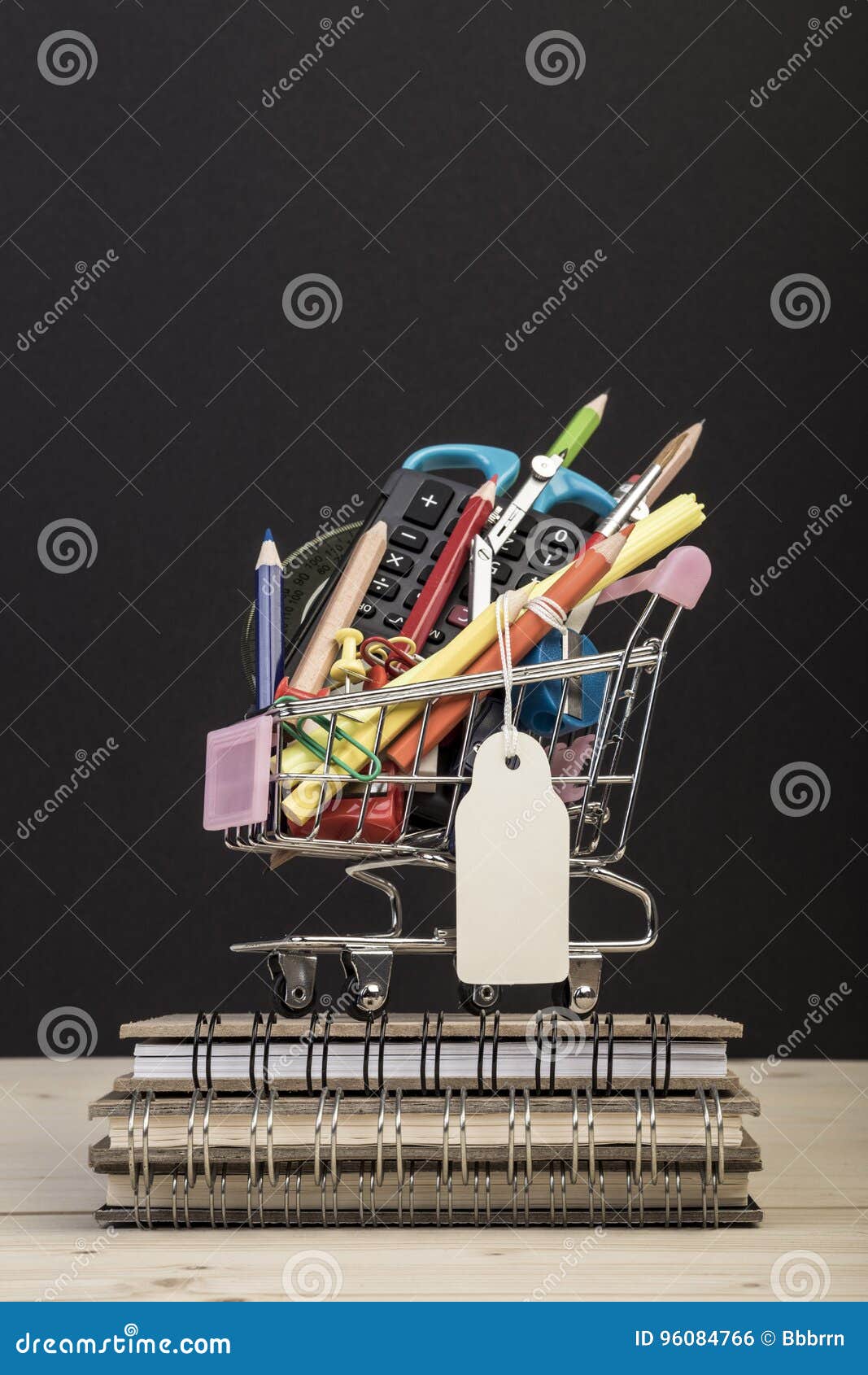 Back To School Template with Multiple Stationery in Trolley Stock Photo ...