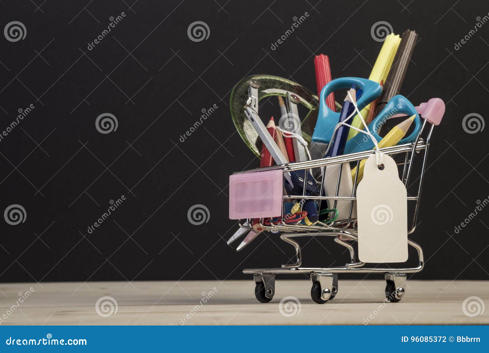 Back To School Template with Multiple Stationery in Trolley Stock Photo ...