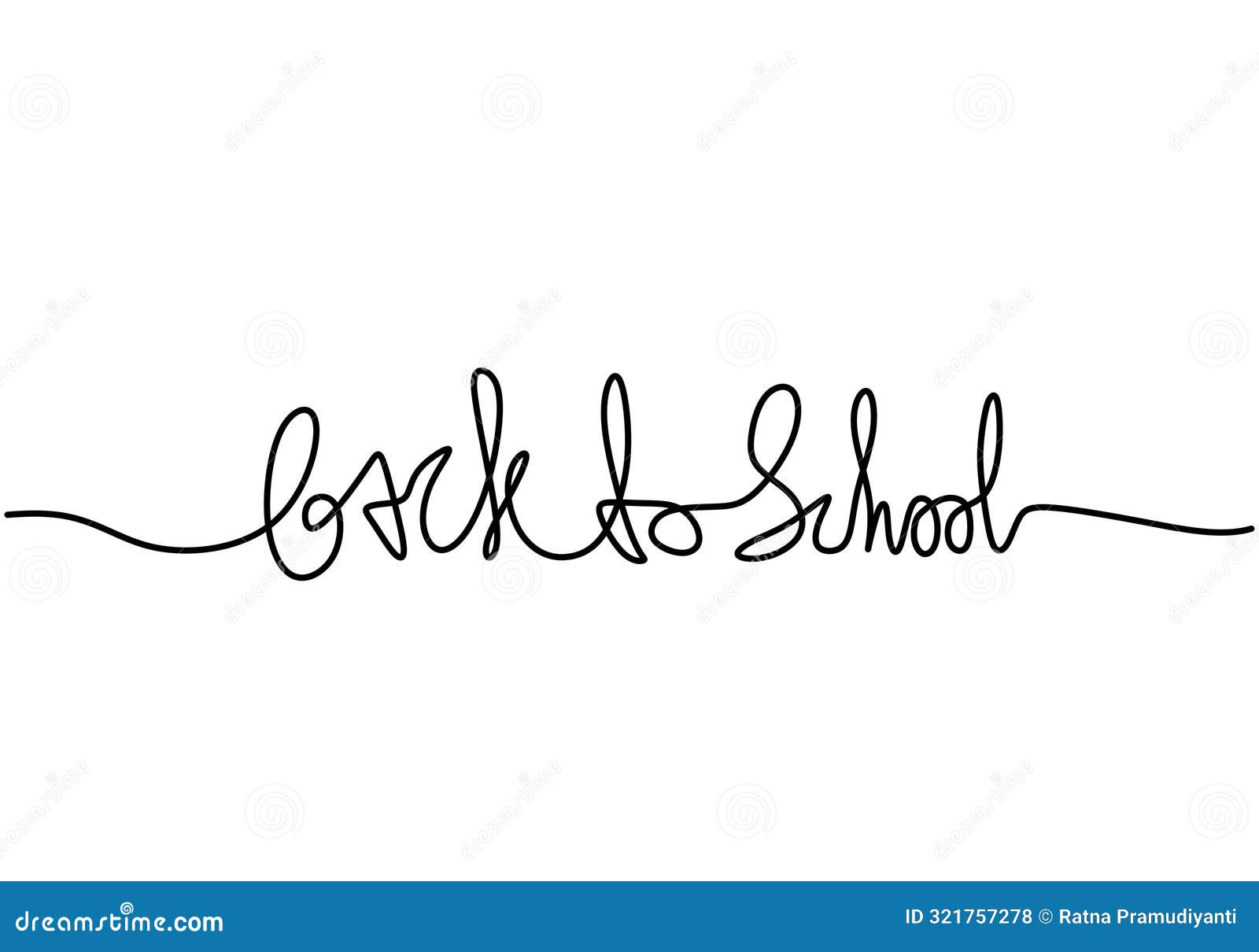 Back To School Text in Continuous One Line Art Drawing. Single Monoline ...