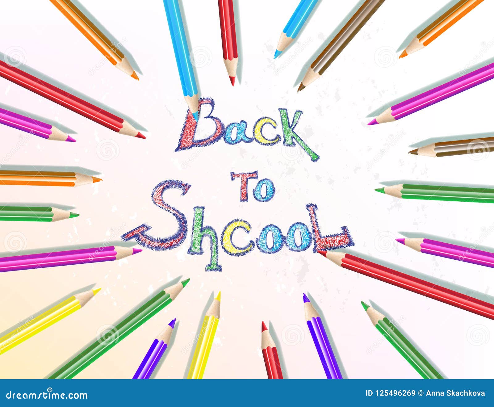 Back To School Text Drawing with Colored Pencils Stock Vector ...