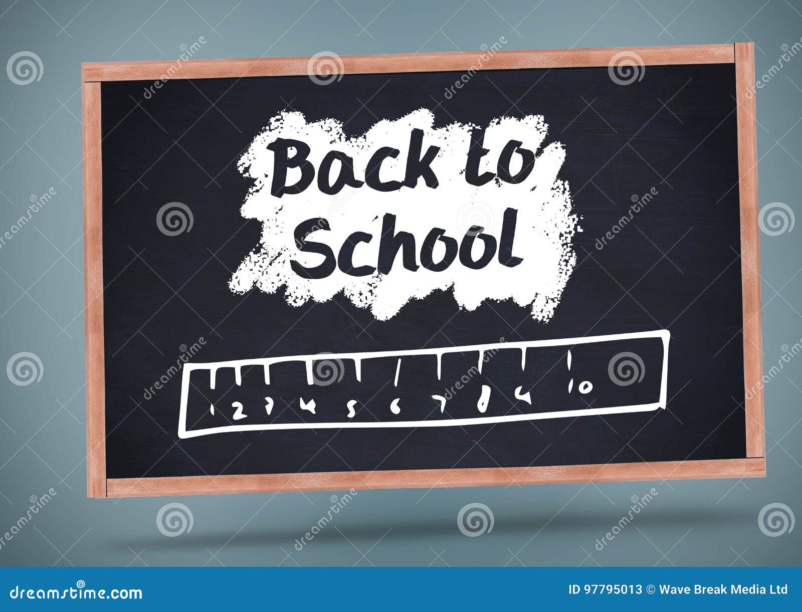 Back To School Text with Ruler on Blackboard Stock Illustration ...