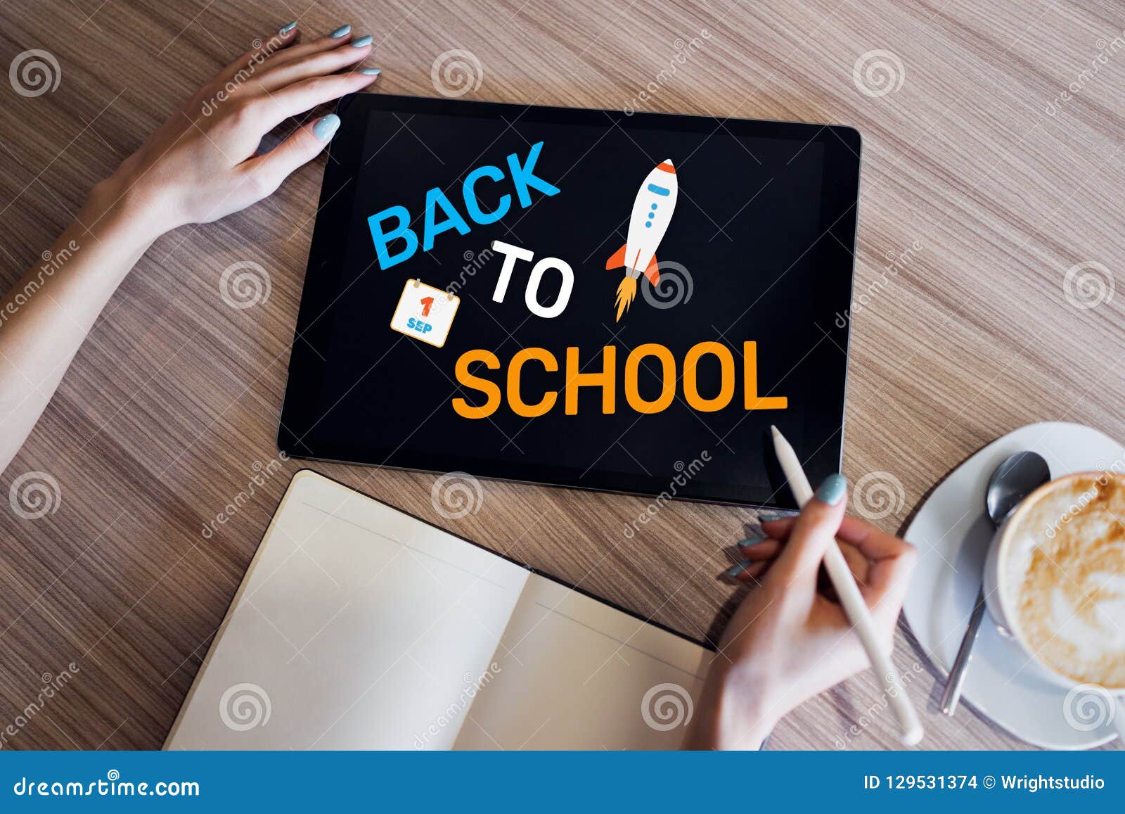 Back To School Text on Screen. Education and E-learning Concept. Stock ...