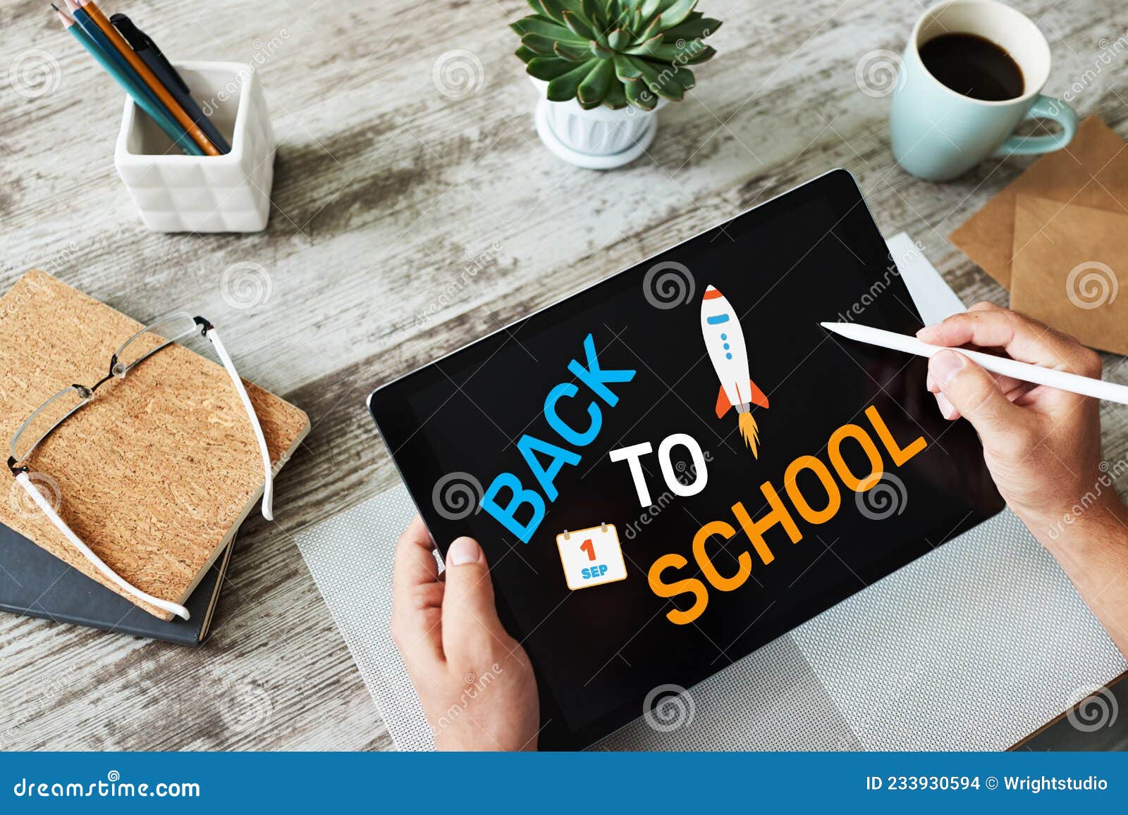 Back To School Text on Screen. Education and E-learning Concept Stock ...
