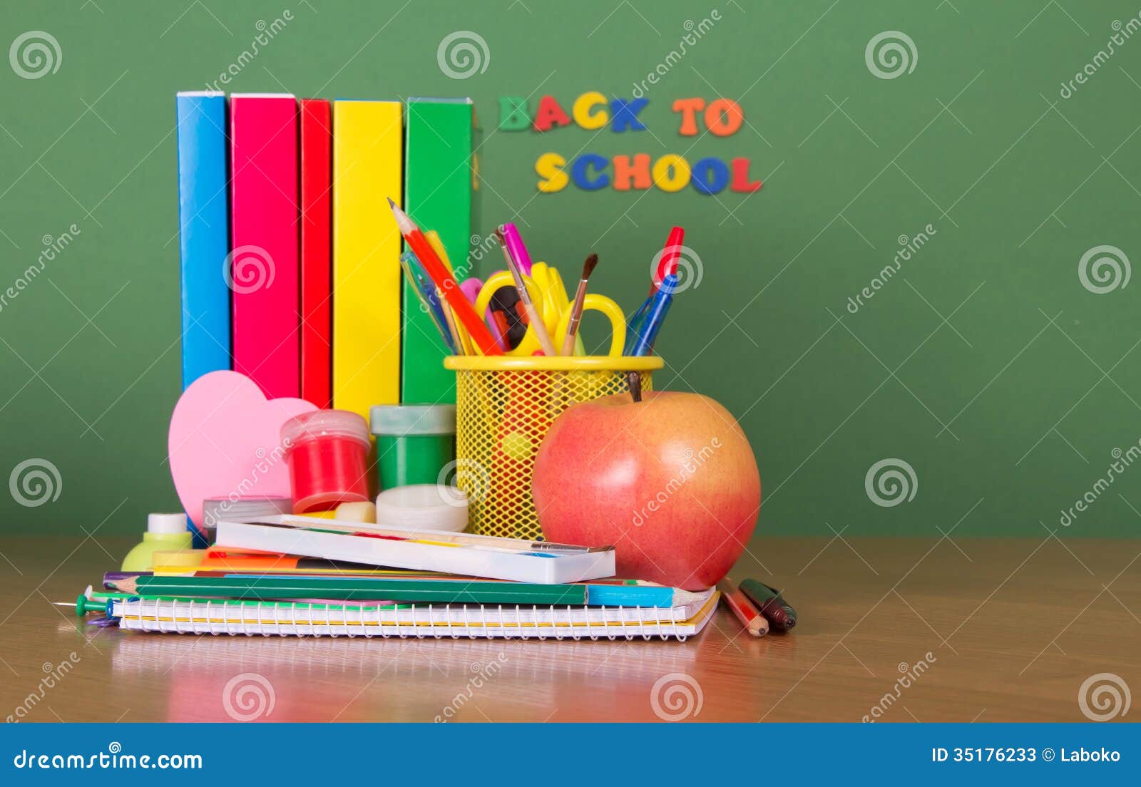 Back To School. Textbooks and a Set of School Stock Image - Image of ...