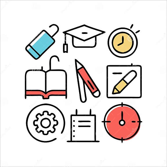 Back To School Theme Icon Set Stock Illustration - Illustration of ...