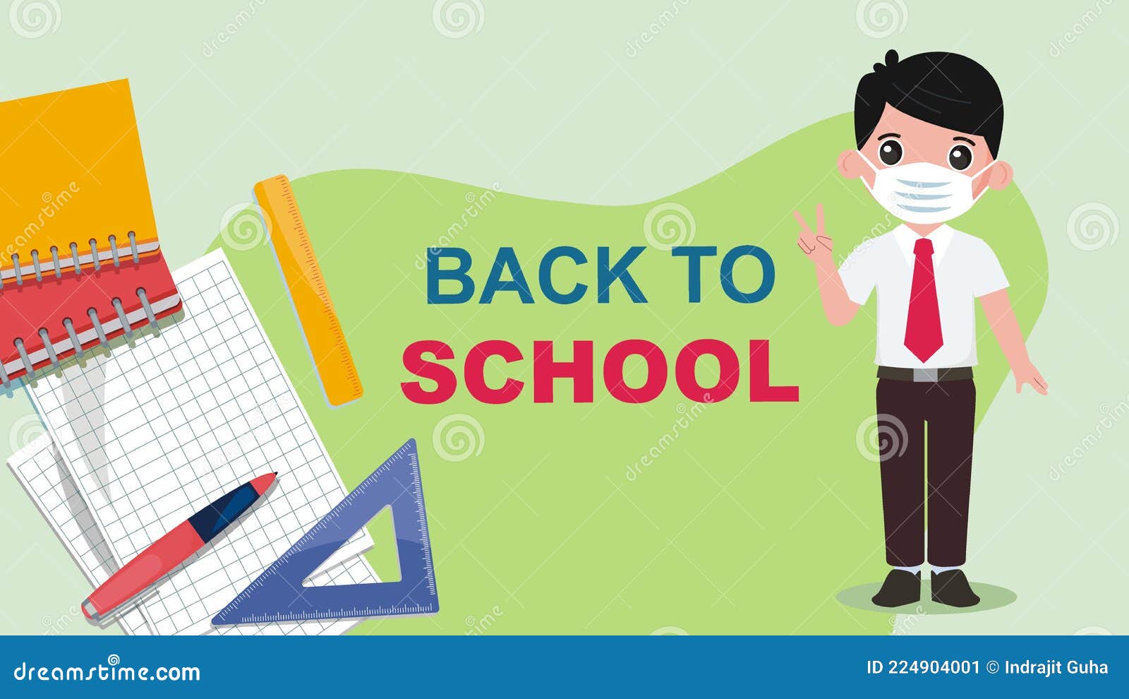 Back To School or School Time Banner Template. Young Children ...