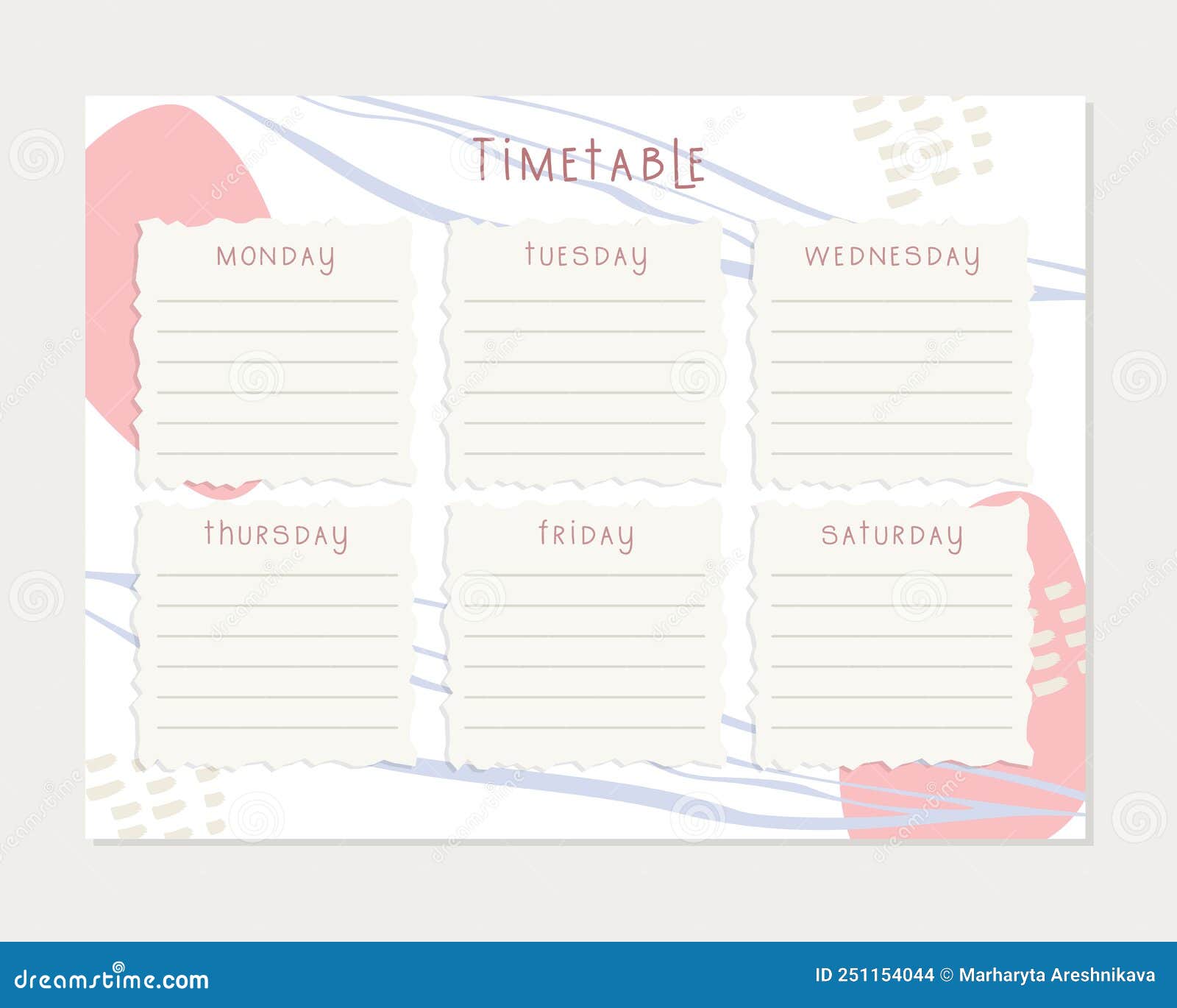 School Plan Schedule Template Memos Set For Children Vector ...