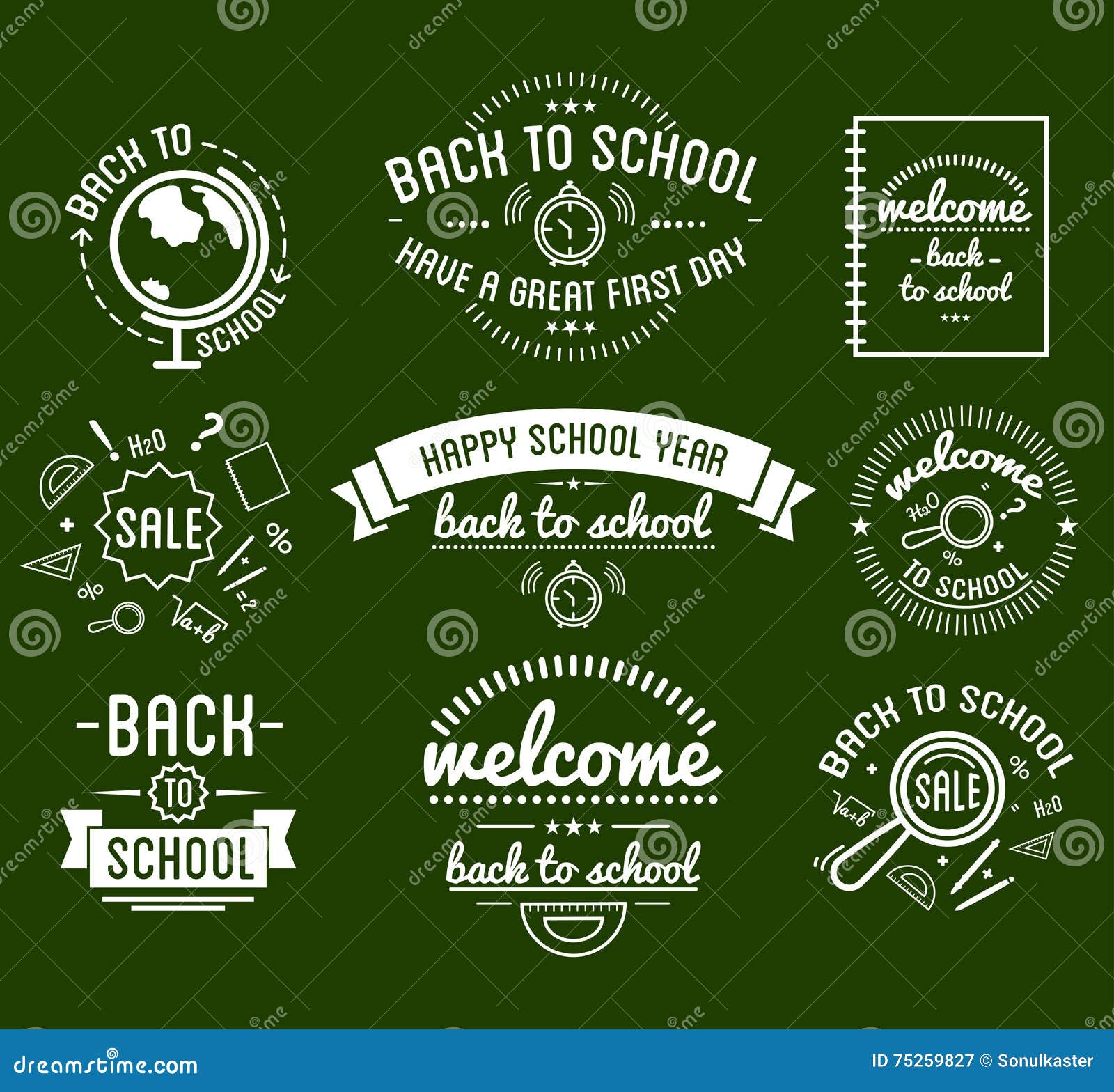 Back To School Typography Designs Label Set. Stock Vector ...