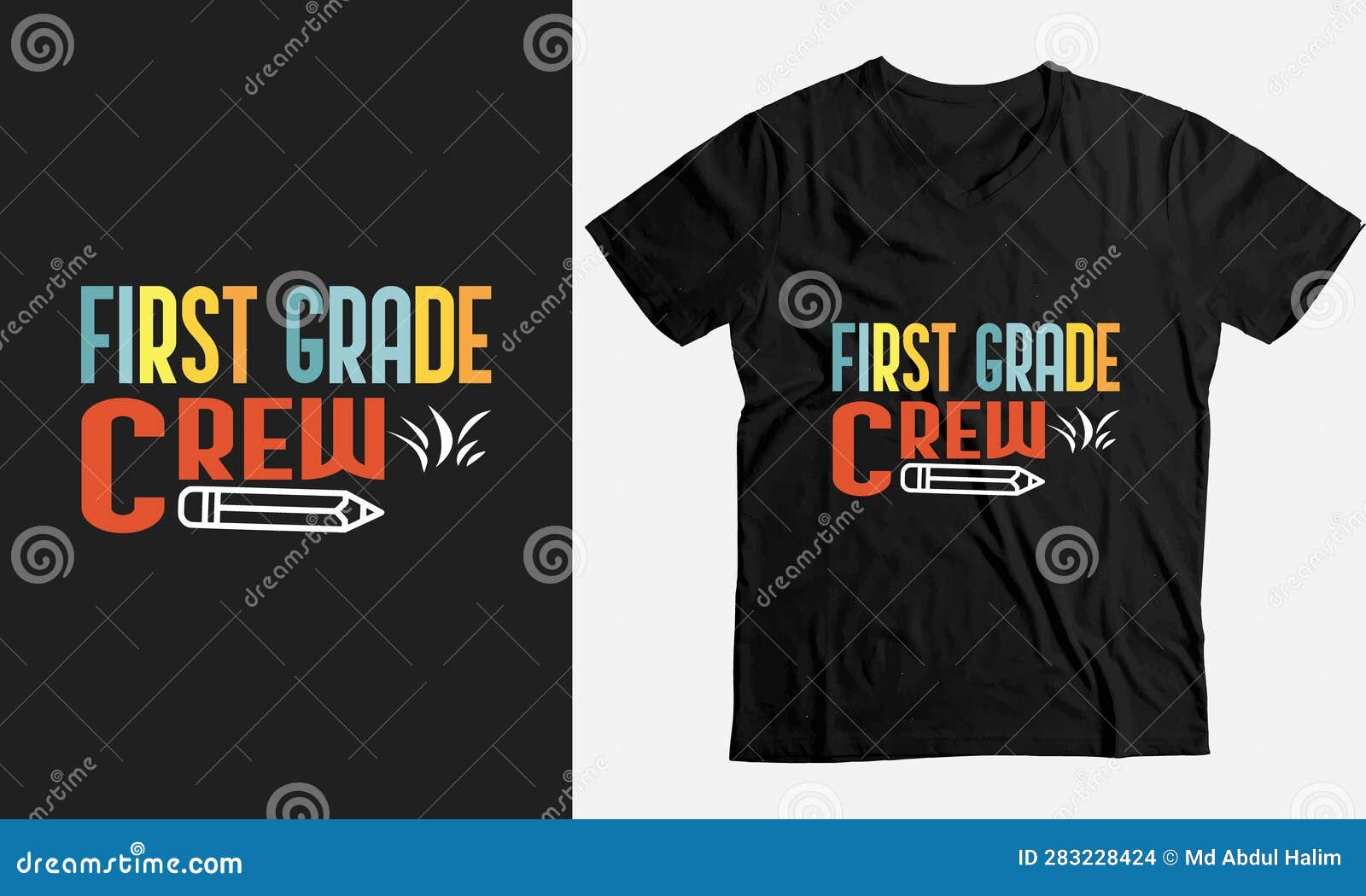 Back To School Typography Shirt Design -1st Grade Crew Stock ...