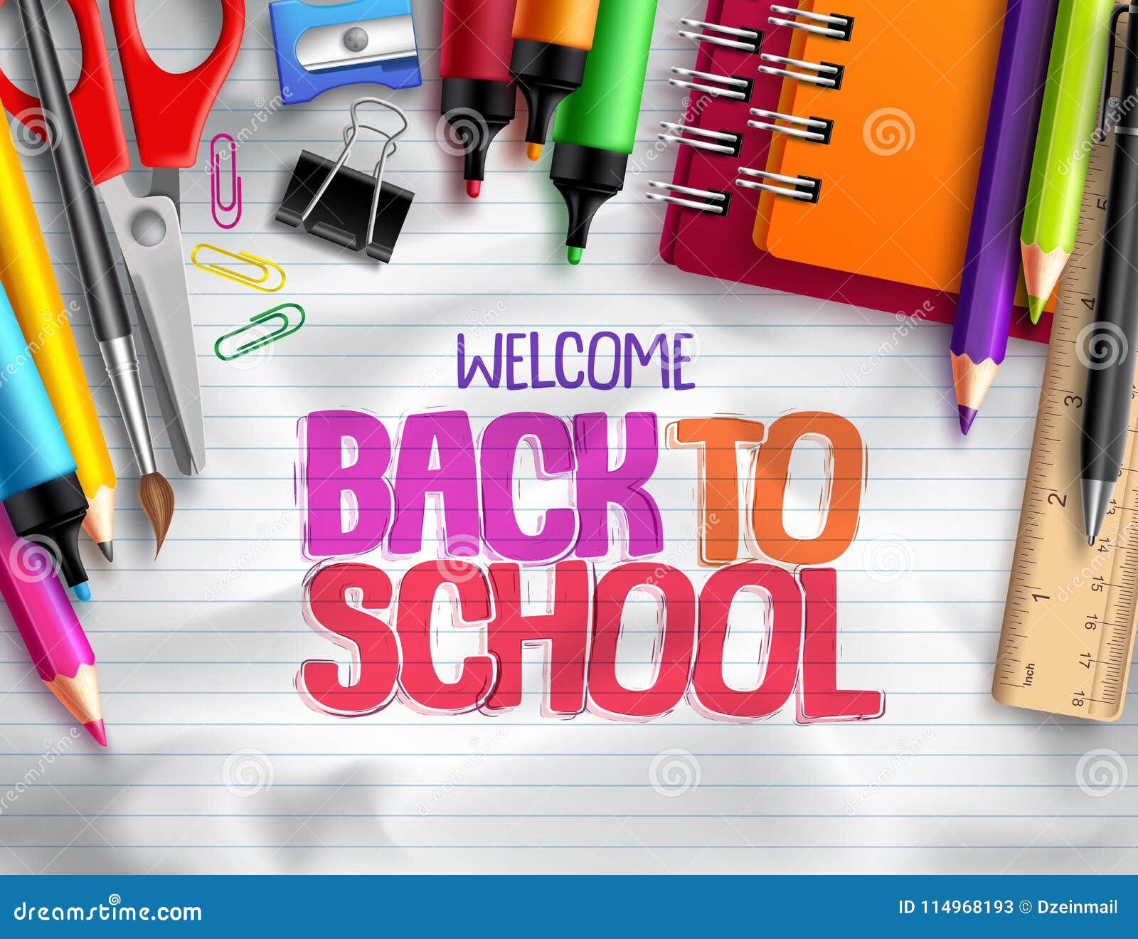 Back To School Vector Background Design with School Elements, Colorful ...