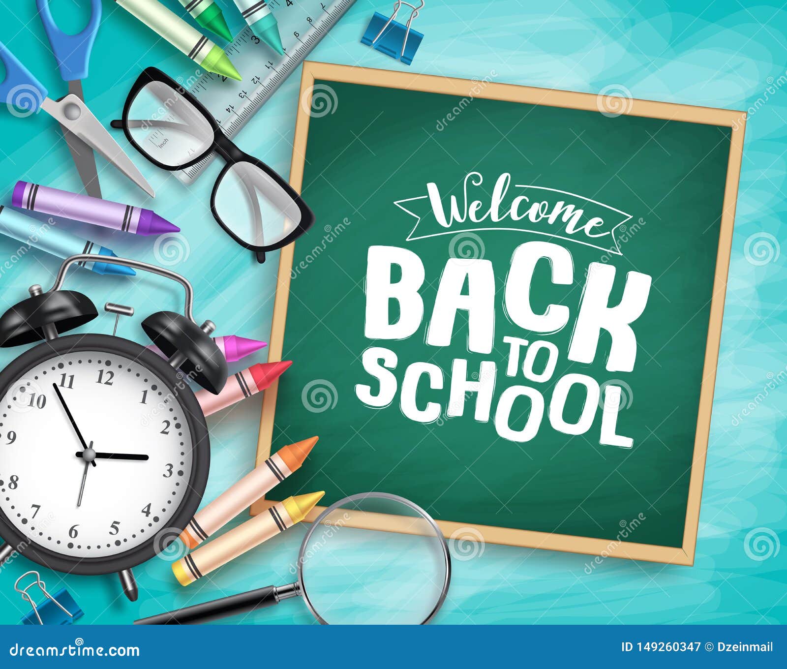 Back To School Vector Background Template. Welcome Back To School ...