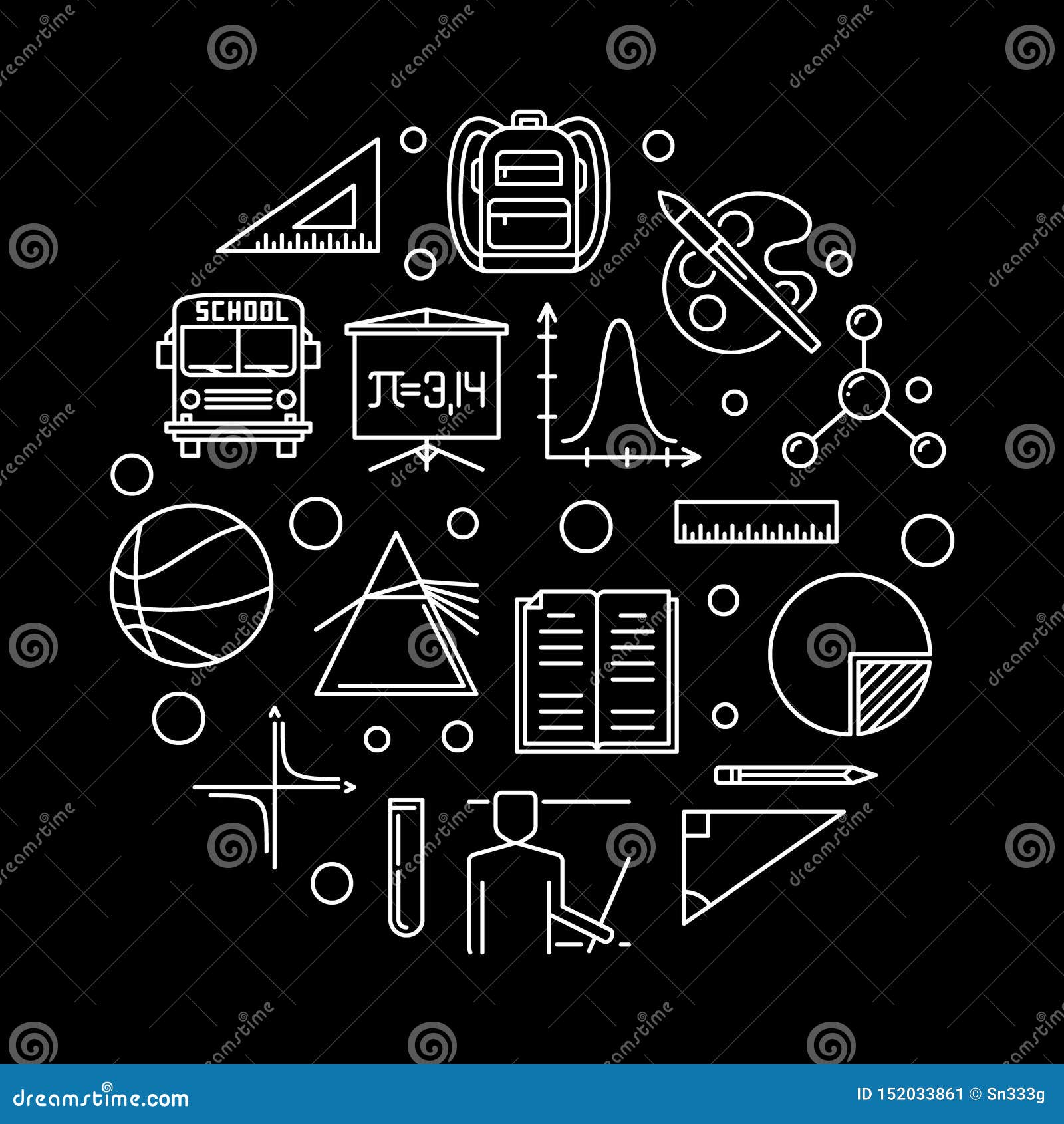 Back To School Vector Concept Round Outline Illustration Stock Vector ...