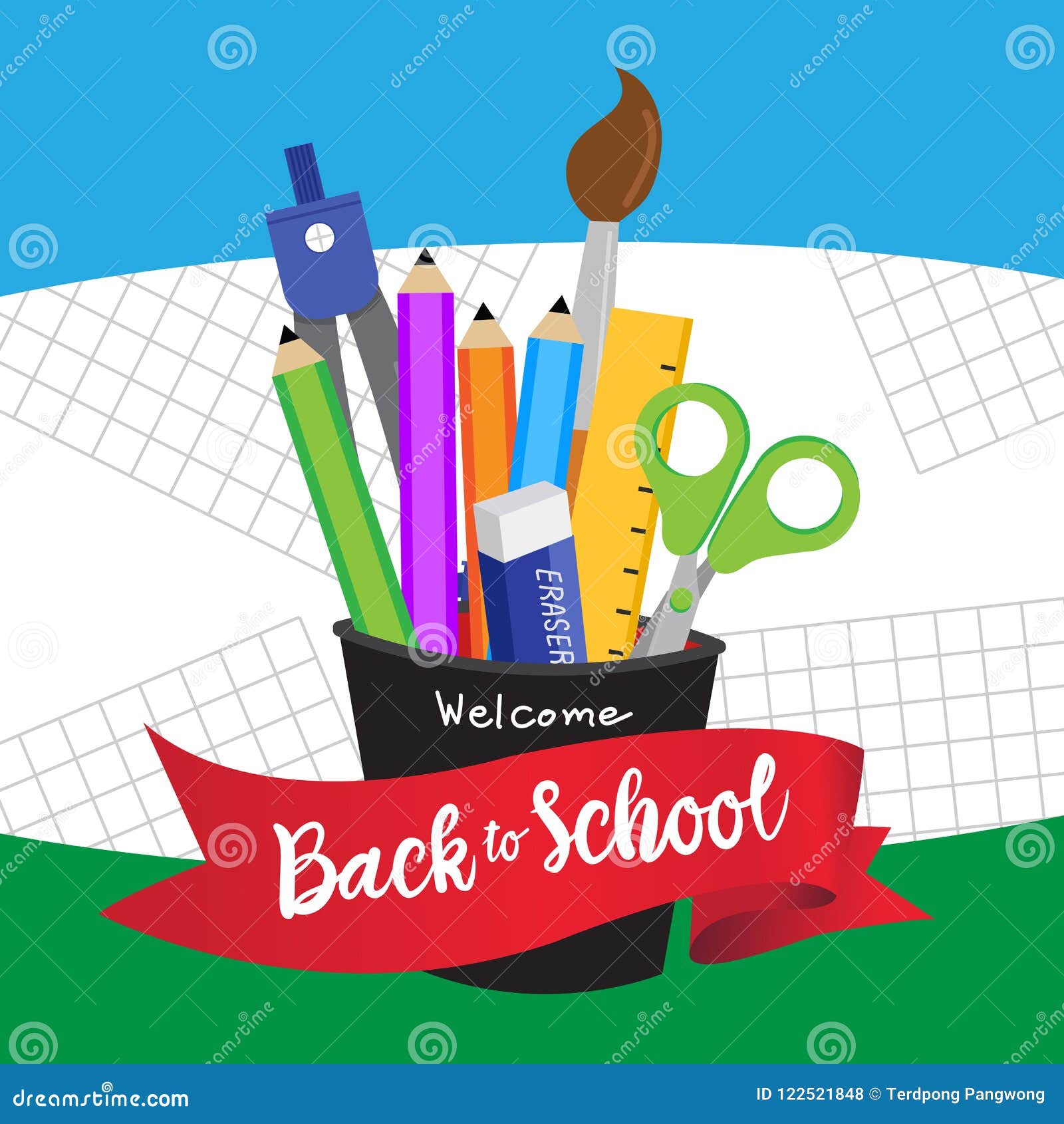 Back To School Vector Design Stock Illustration - Illustration of ...