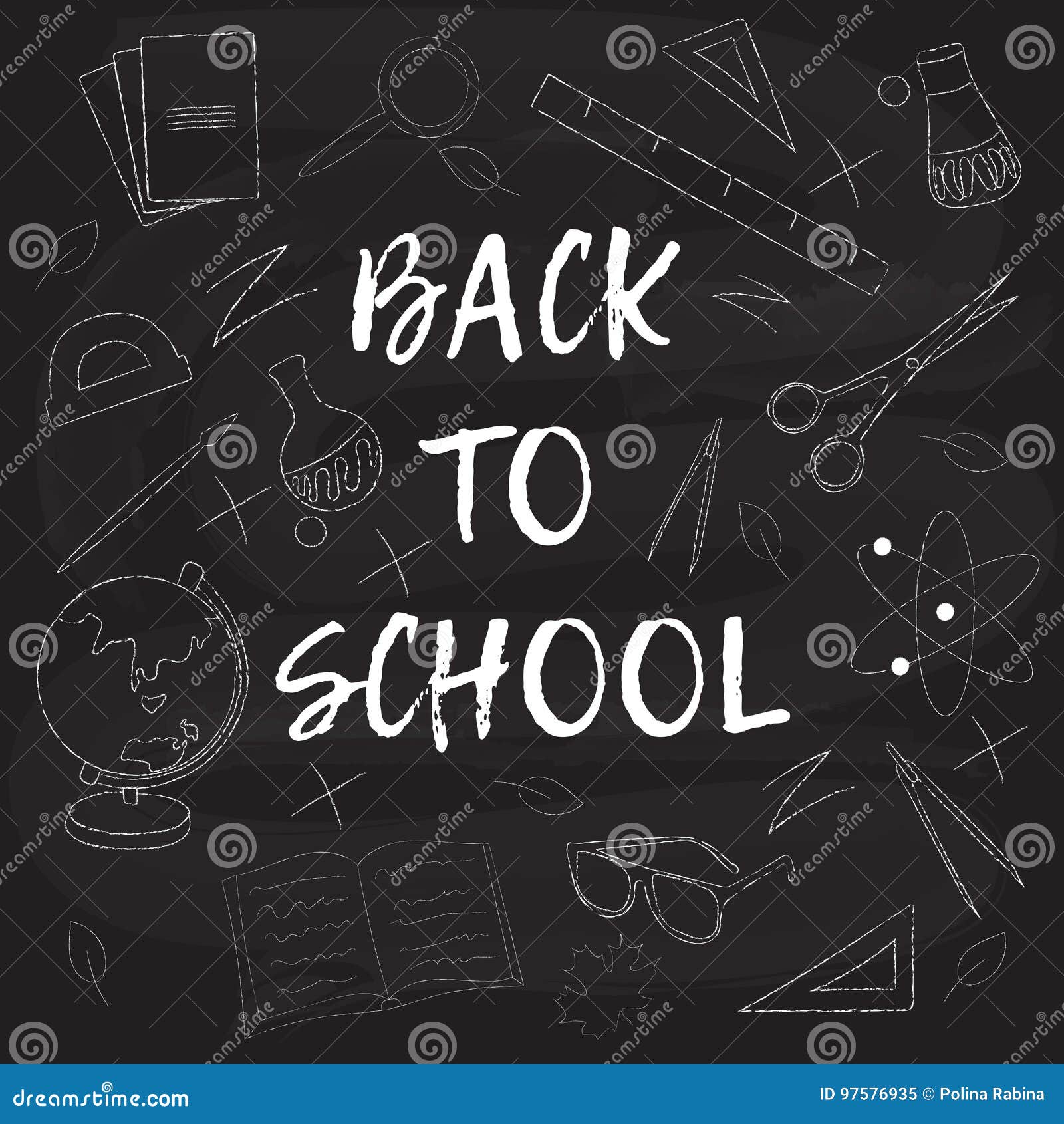 Back To School Vector Drawing Background on Chalkboard Stock Vector ...