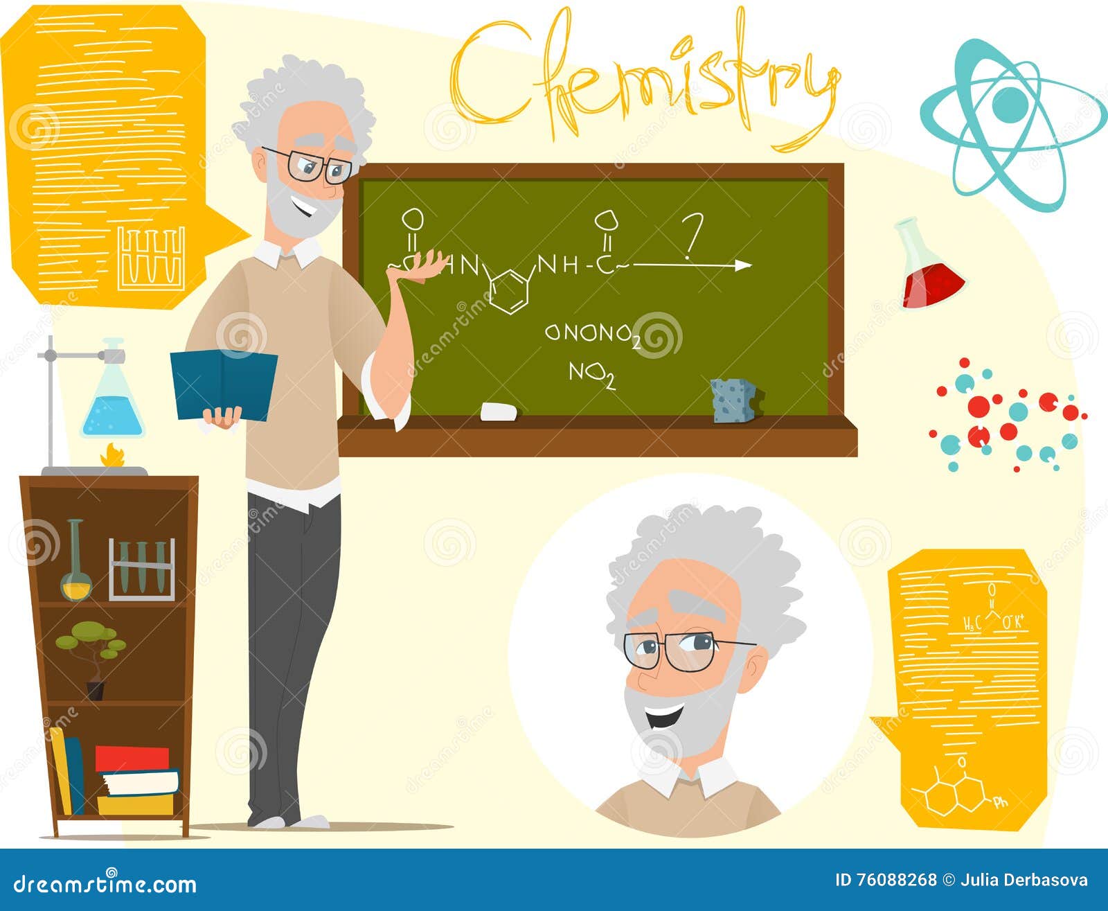 Back To School Vector Illustration. Chemistry Lesson. Experiments ...