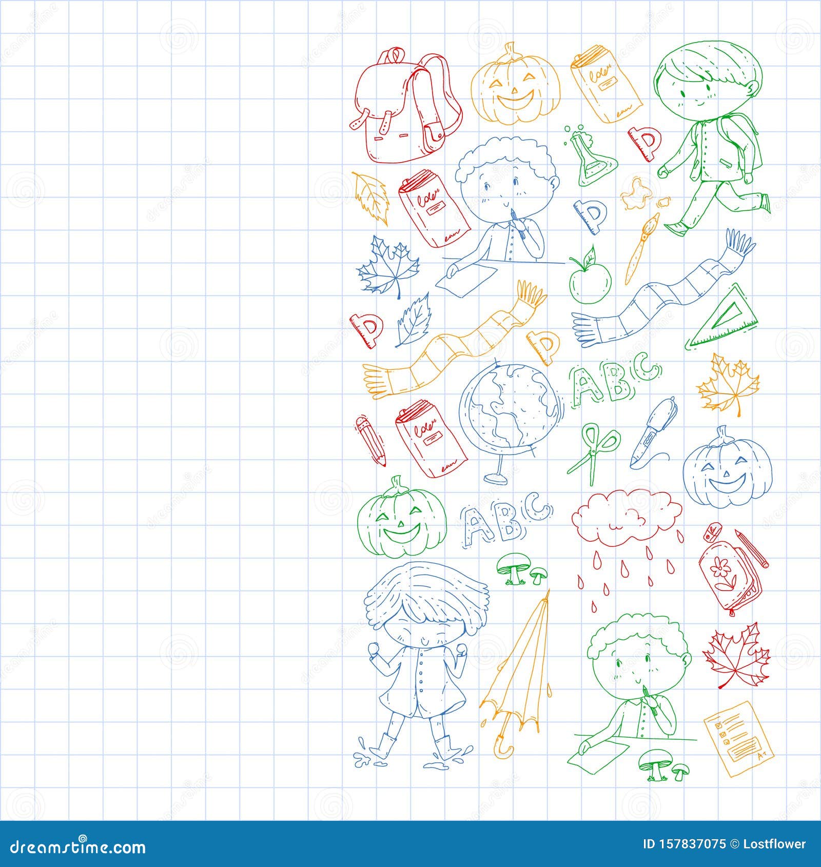 Back To School Vector Pattern. Education Icons for Children. Stock ...
