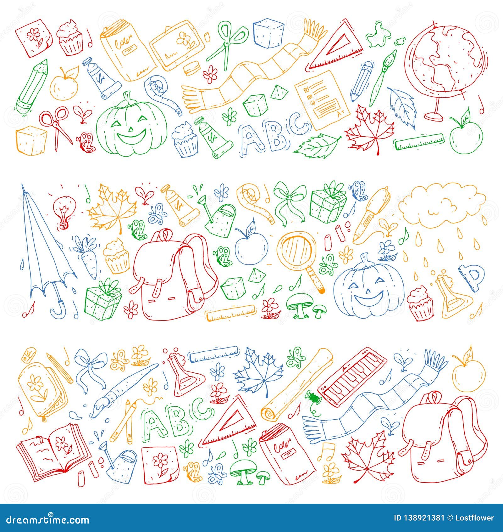 Back To School Vector Pattern. Education Icons for Children. Stock ...