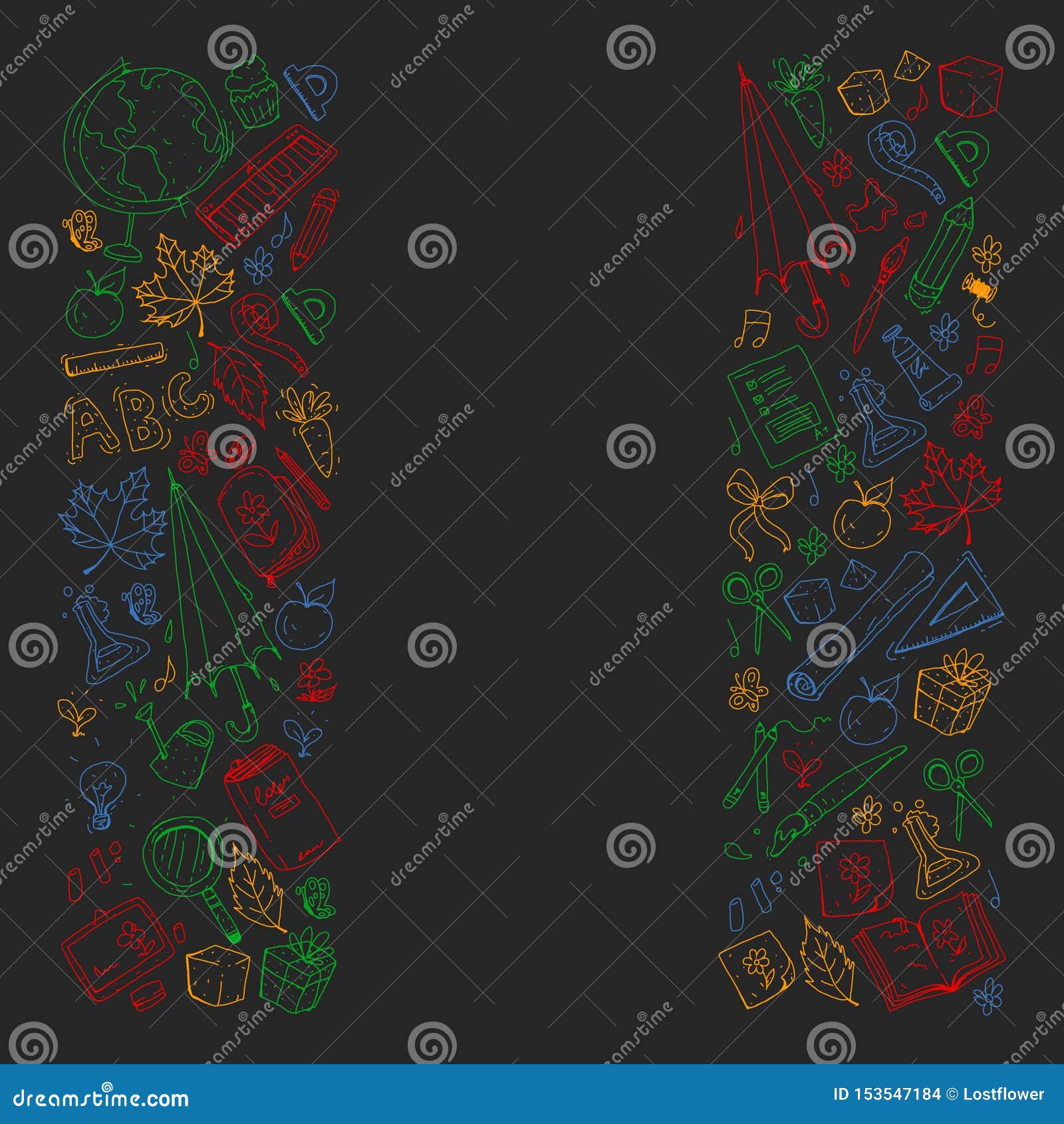 Back To School Vector Pattern. Education Icons for Children. Stock ...