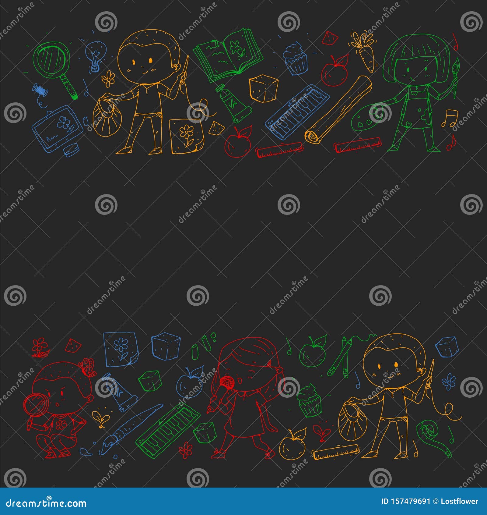 Back To School Vector Pattern. Education Icons for Children. Stock ...