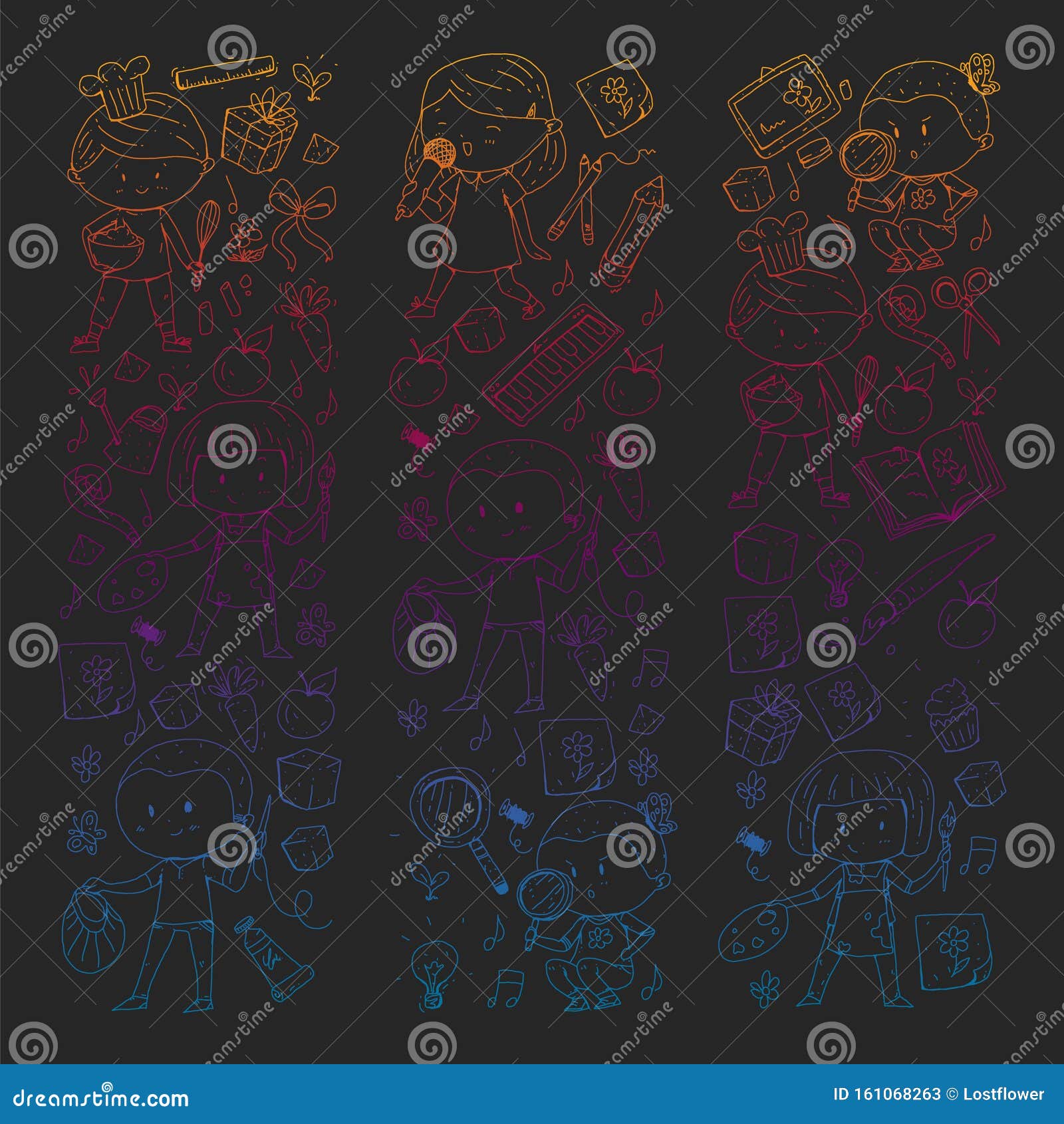 Back To School Vector Pattern. Education Icons for Children. Stock ...