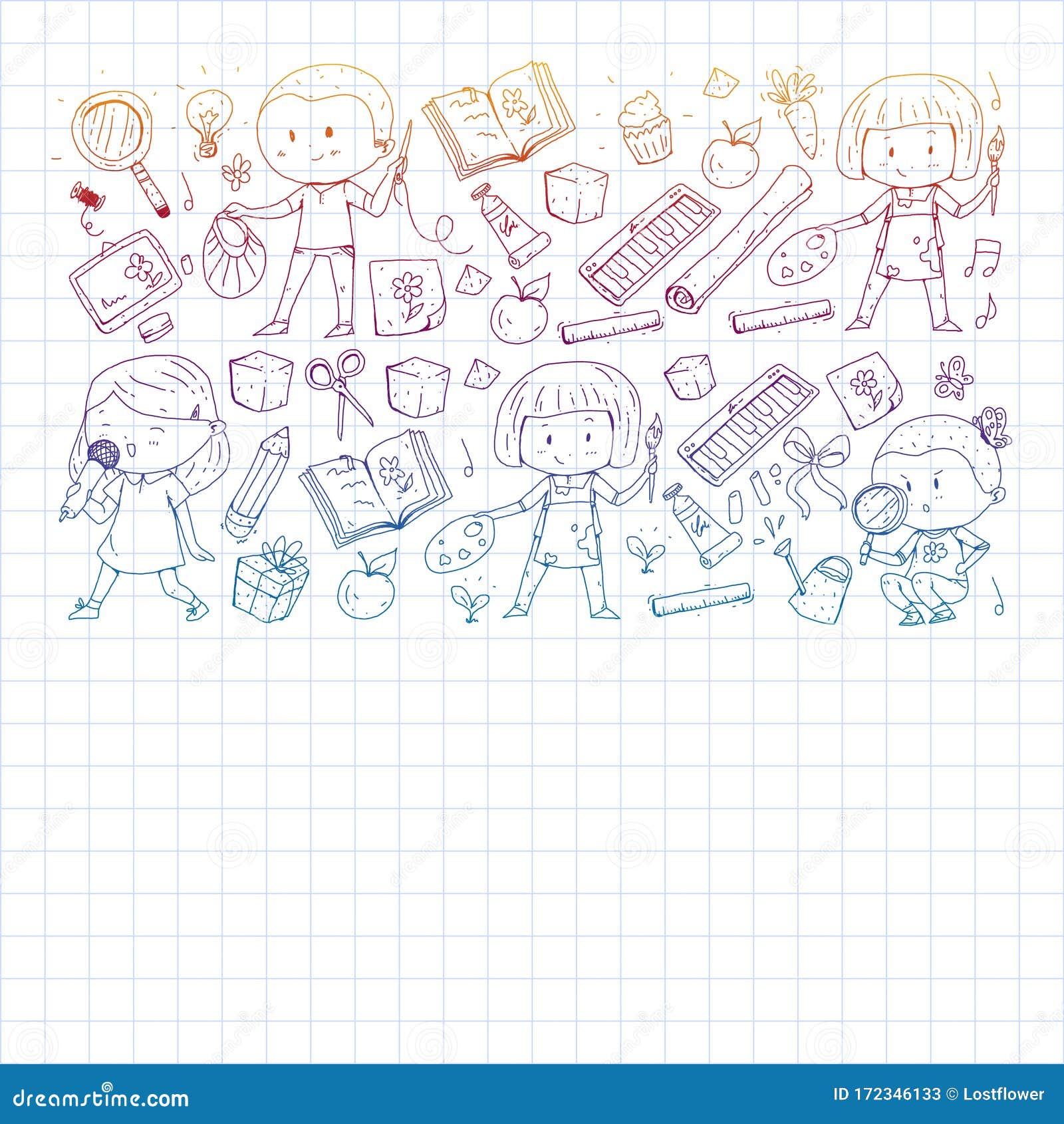 Back To School Vector Pattern. Education Icons for Children. Stock ...