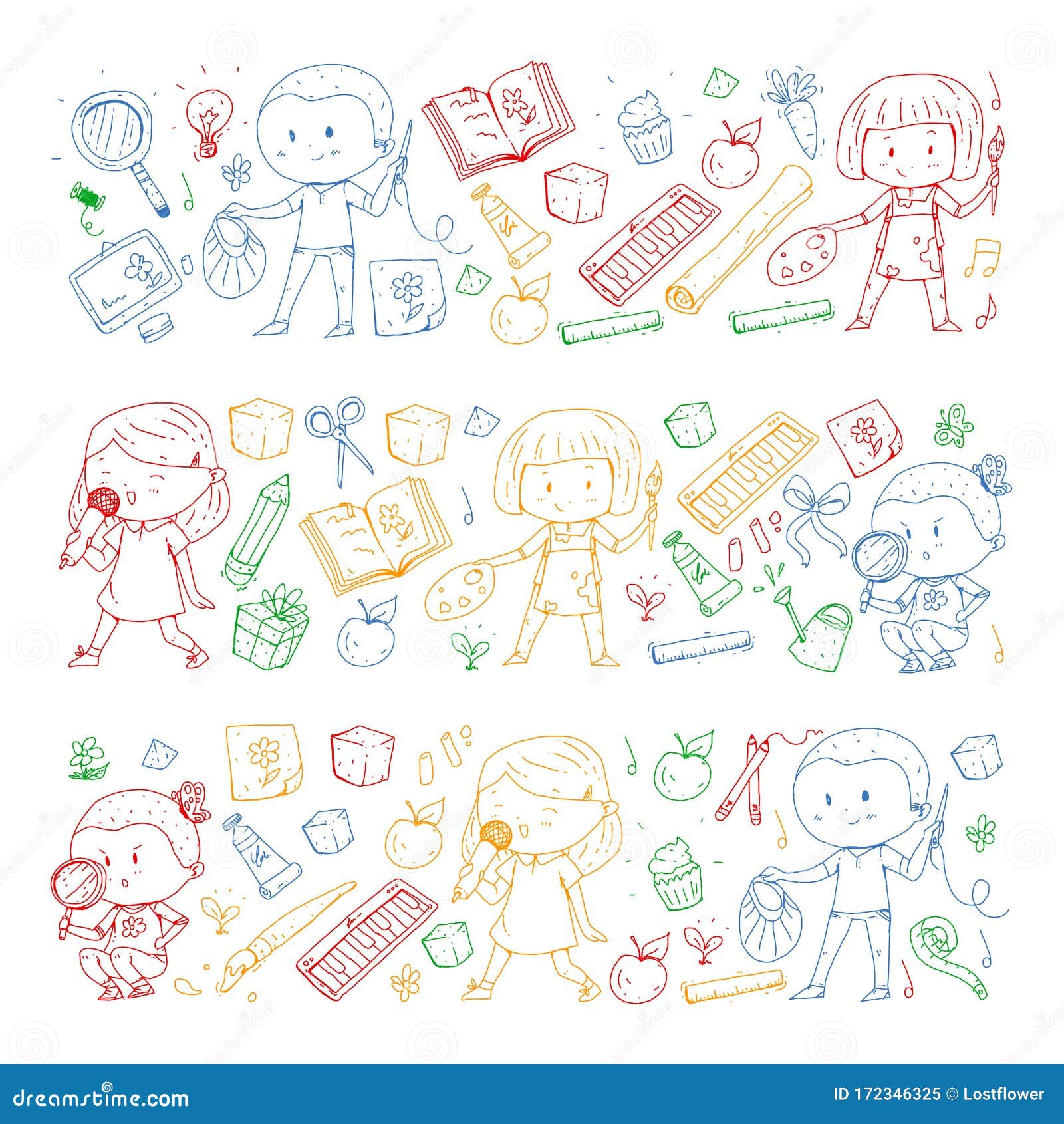 Back To School Vector Pattern. Education Icons for Children. Stock ...