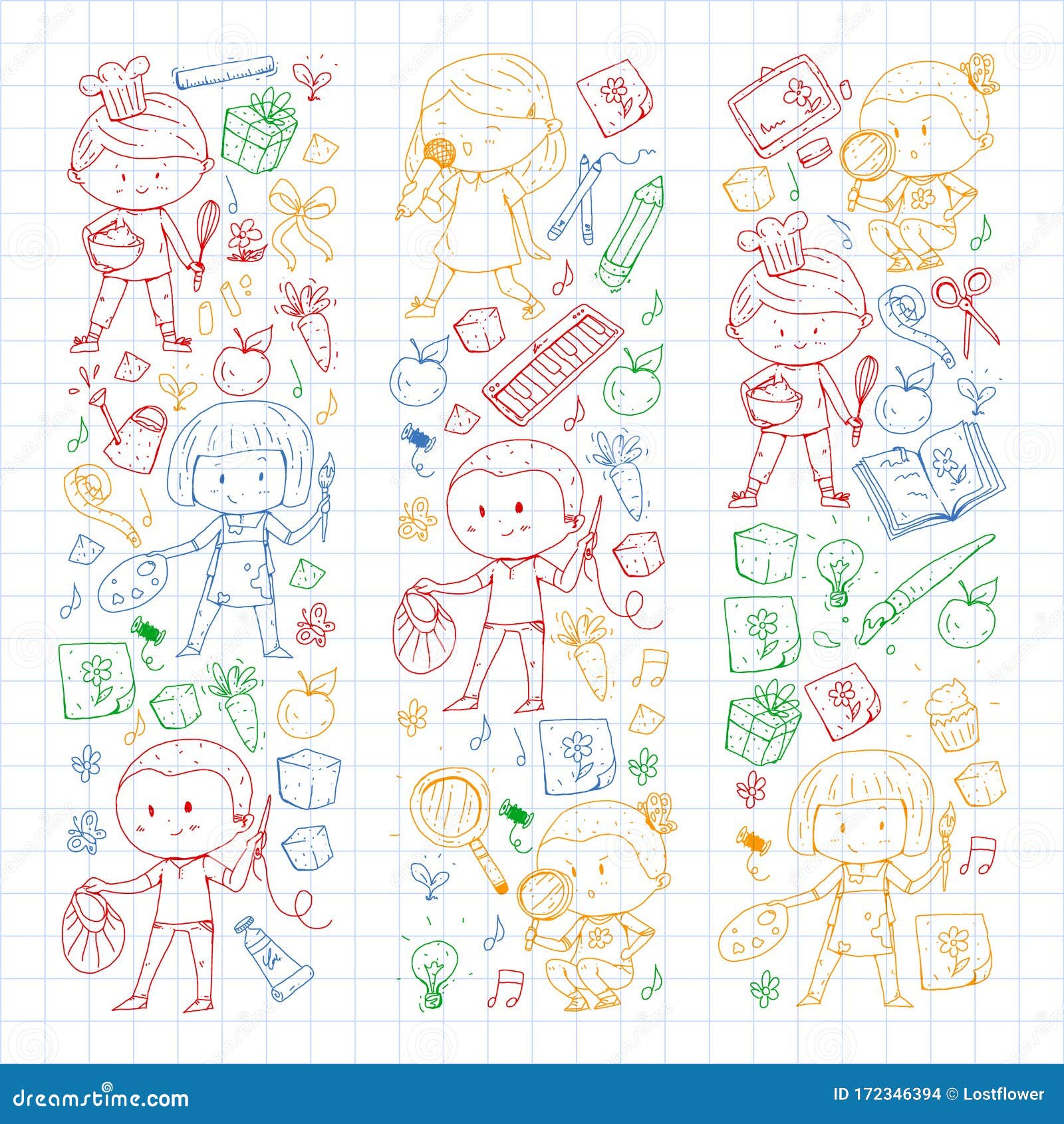 Back To School Vector Pattern. Education Icons for Children. Stock ...