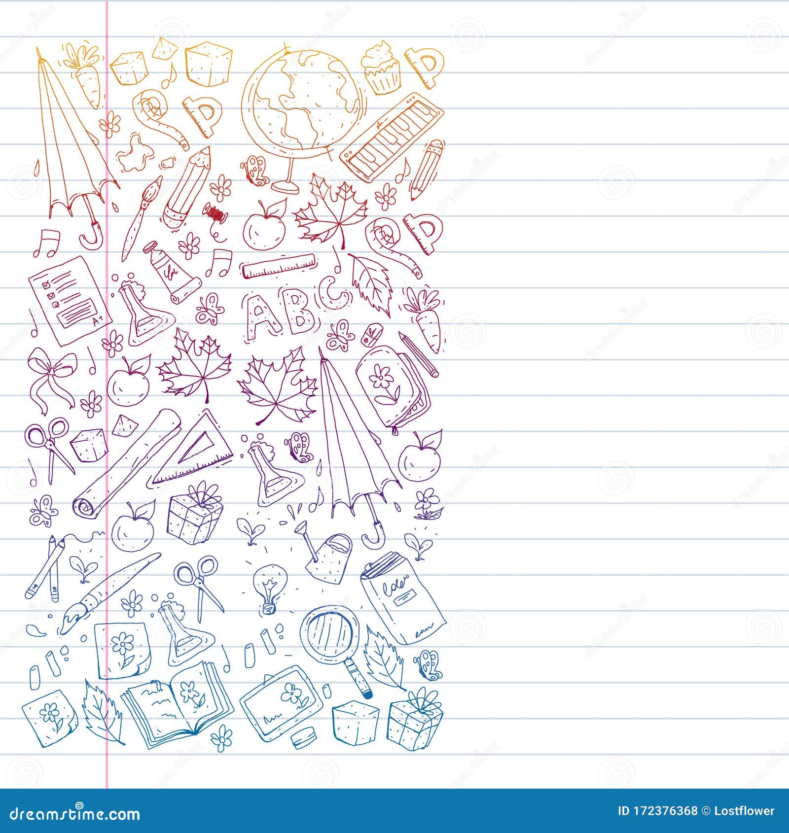 Back To School Vector Pattern. Education Icons for Children. Stock ...