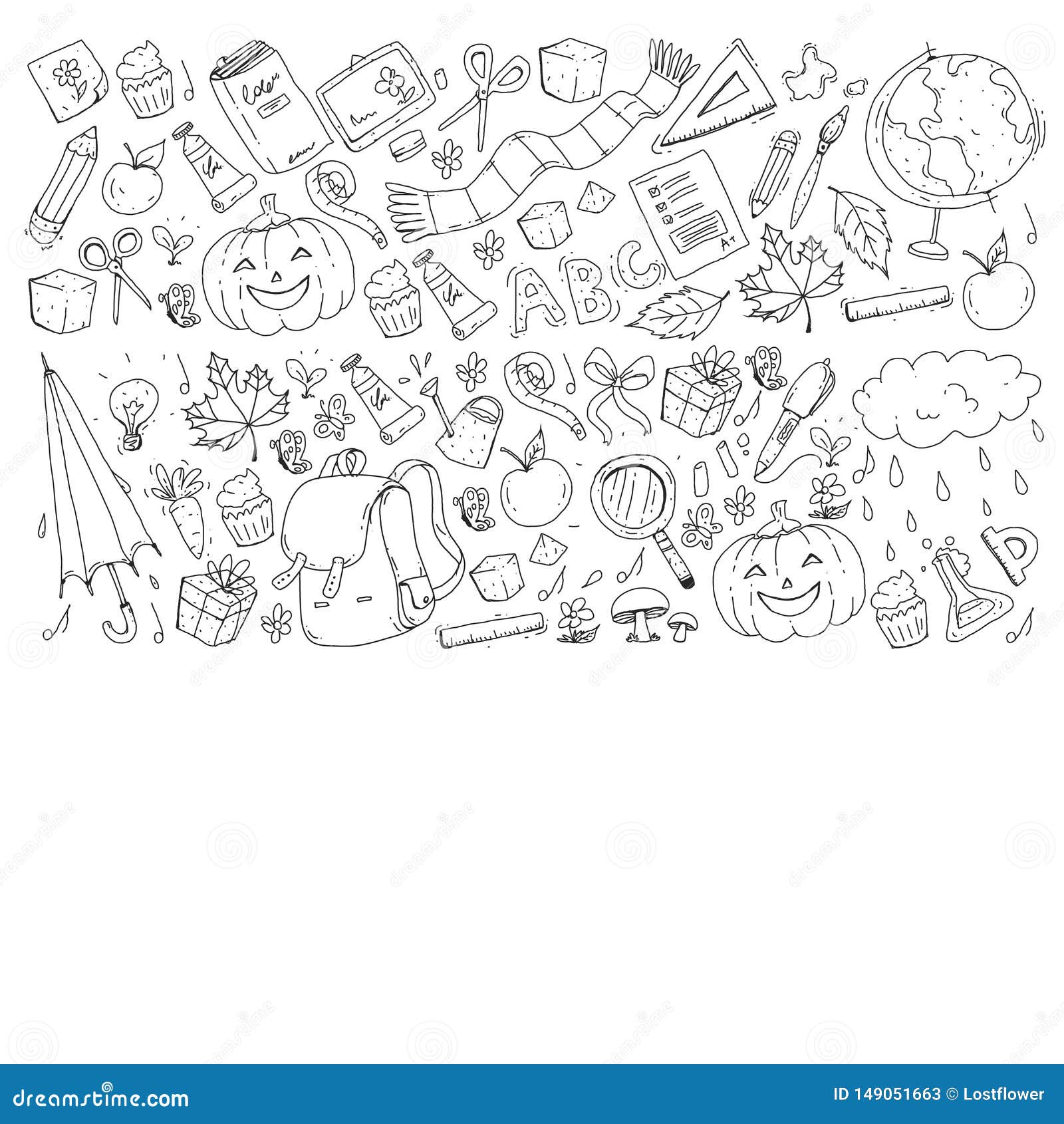 Back To School Vector Pattern. Education Icons for Children. Stock ...