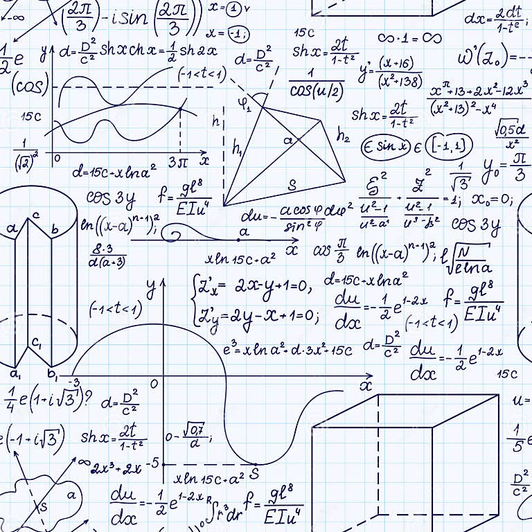 "Back To School" Vector Seamless Pattern with Handwritten Math Formulas ...