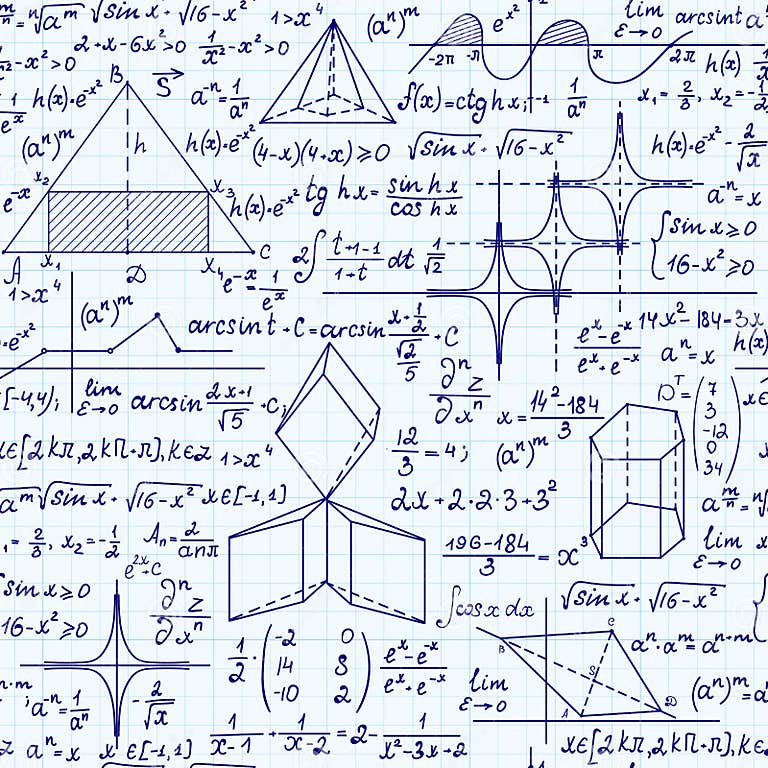 Back To School Vector Seamless Pattern with Handwritten Math and ...