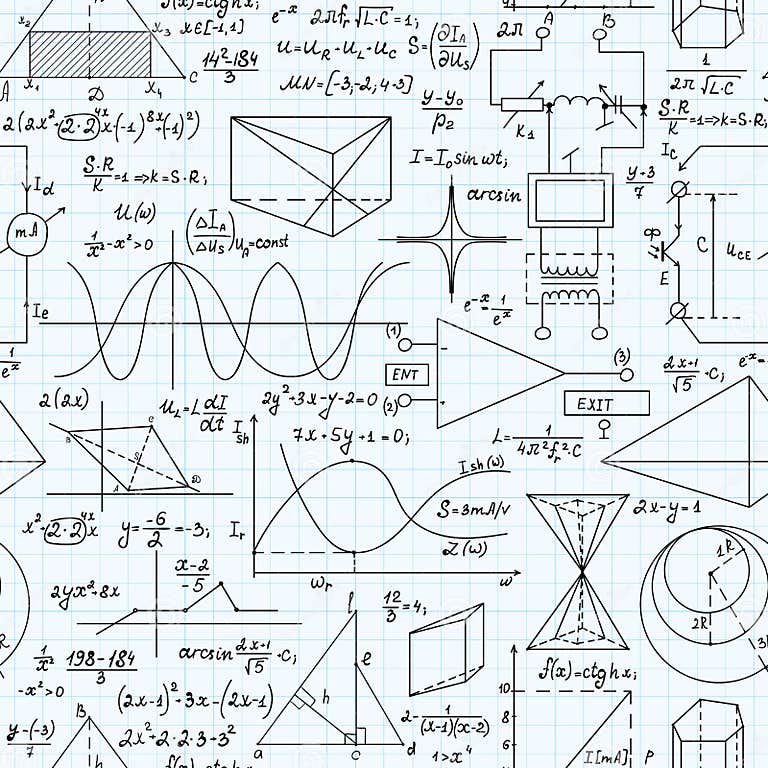 `Back To School` Vector Seamless Pattern with Math Formulas and Figures ...