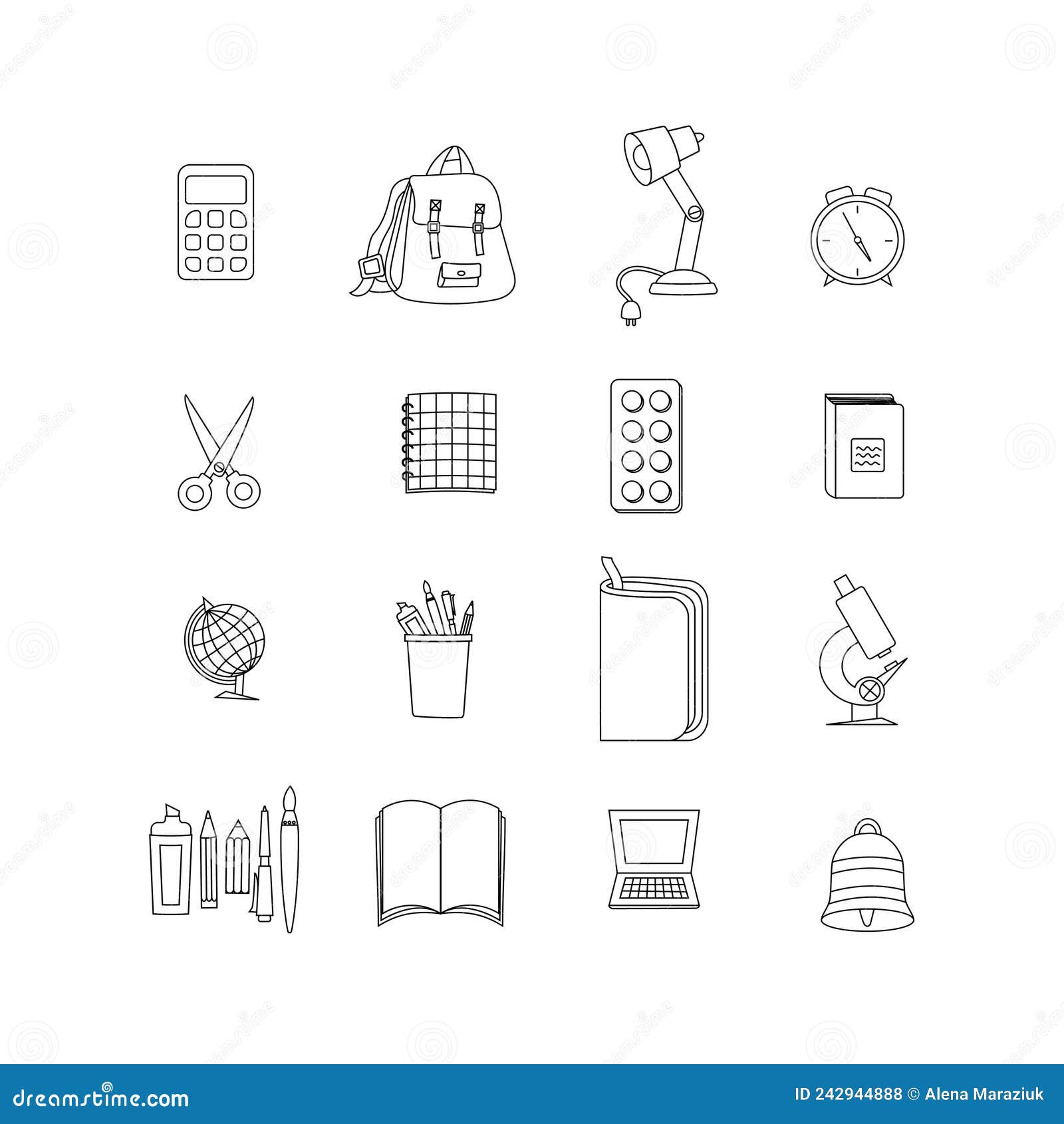 Back To School Vector Set of Elements. Educational Clipart. School ...
