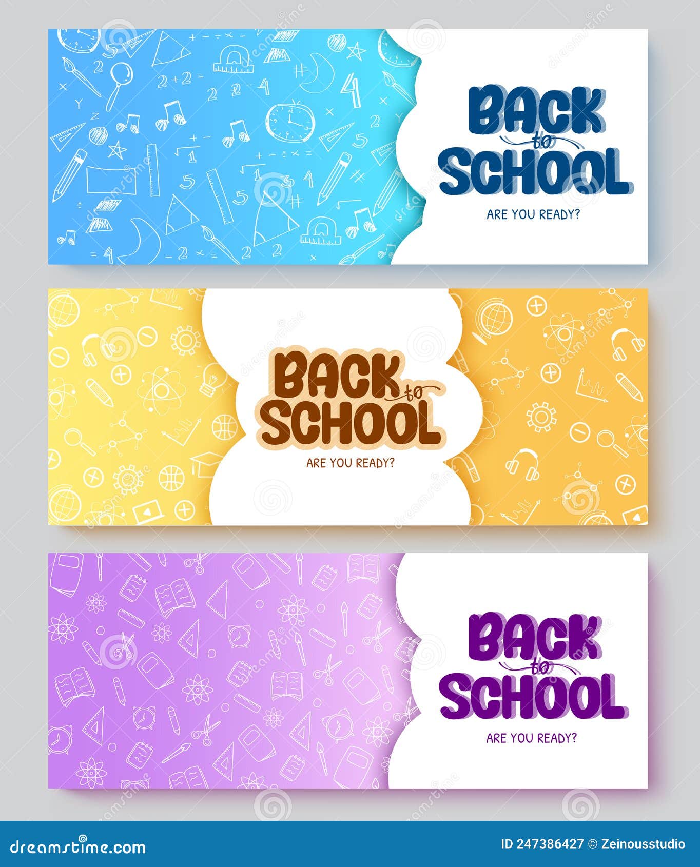 Back To School Vector Template Set. Back To School Text in Cloud ...