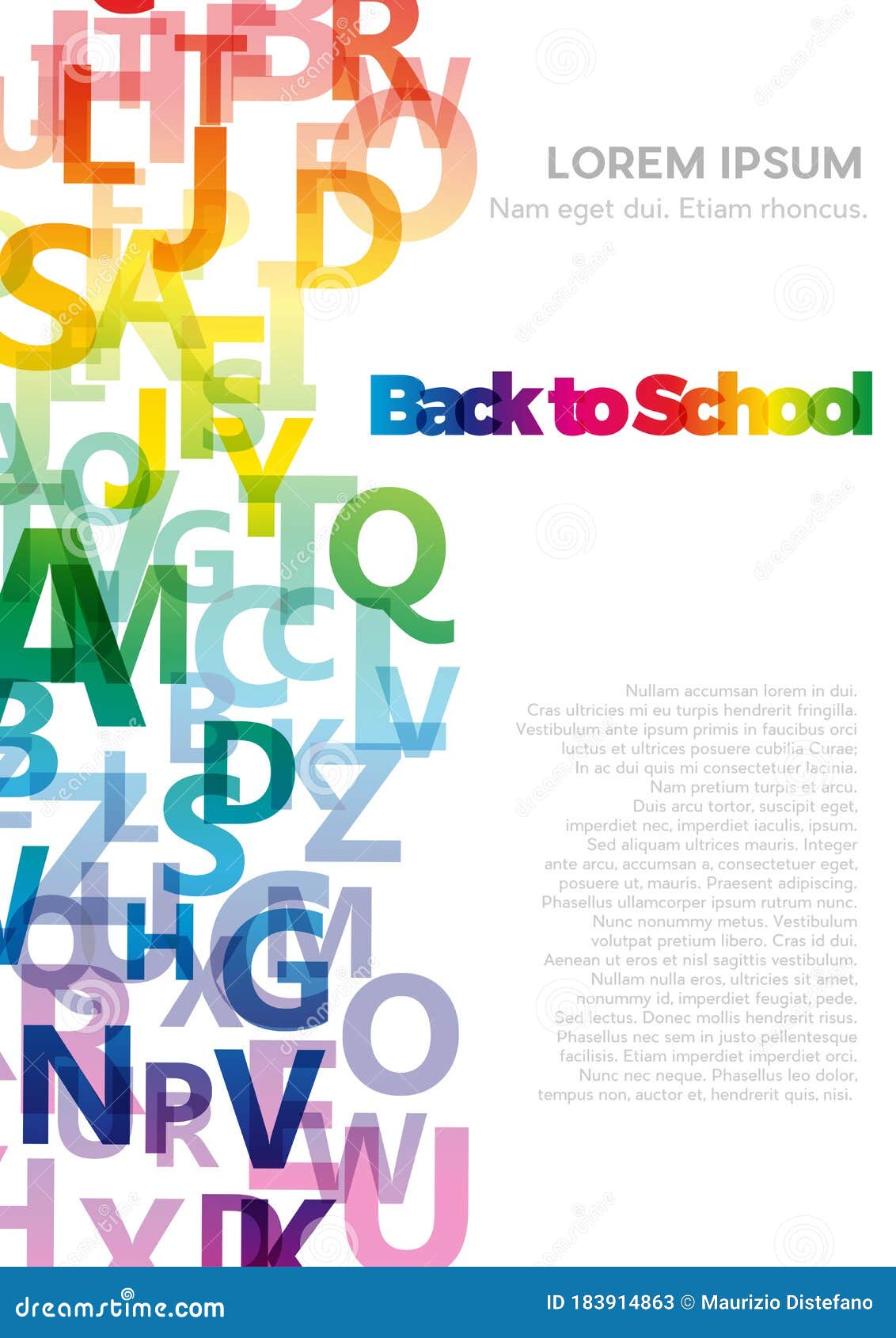 Back To School. Vector Vertical Abstract Alphabet Background with ...