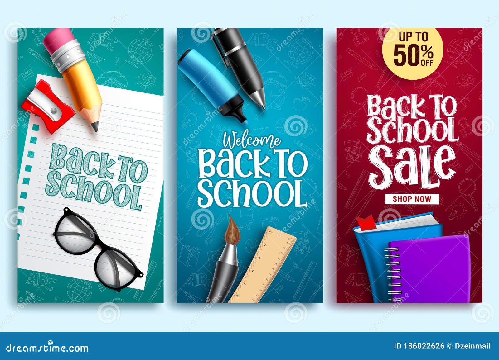 Back To School Vector Web Poster. Back To School Education Banner ...