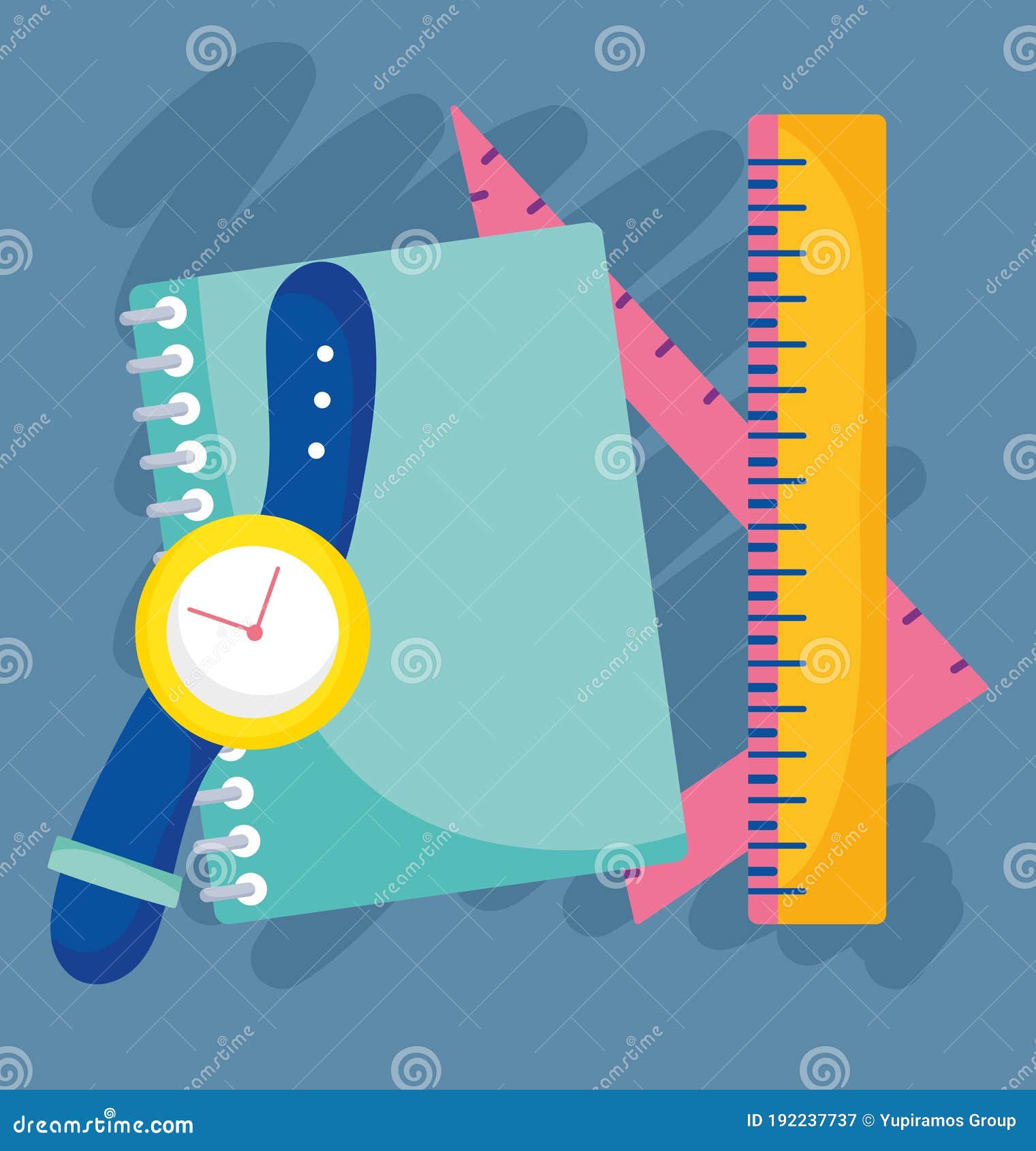 Back To School, Watch Ruler and Notebook Elementary Education Cartoon ...