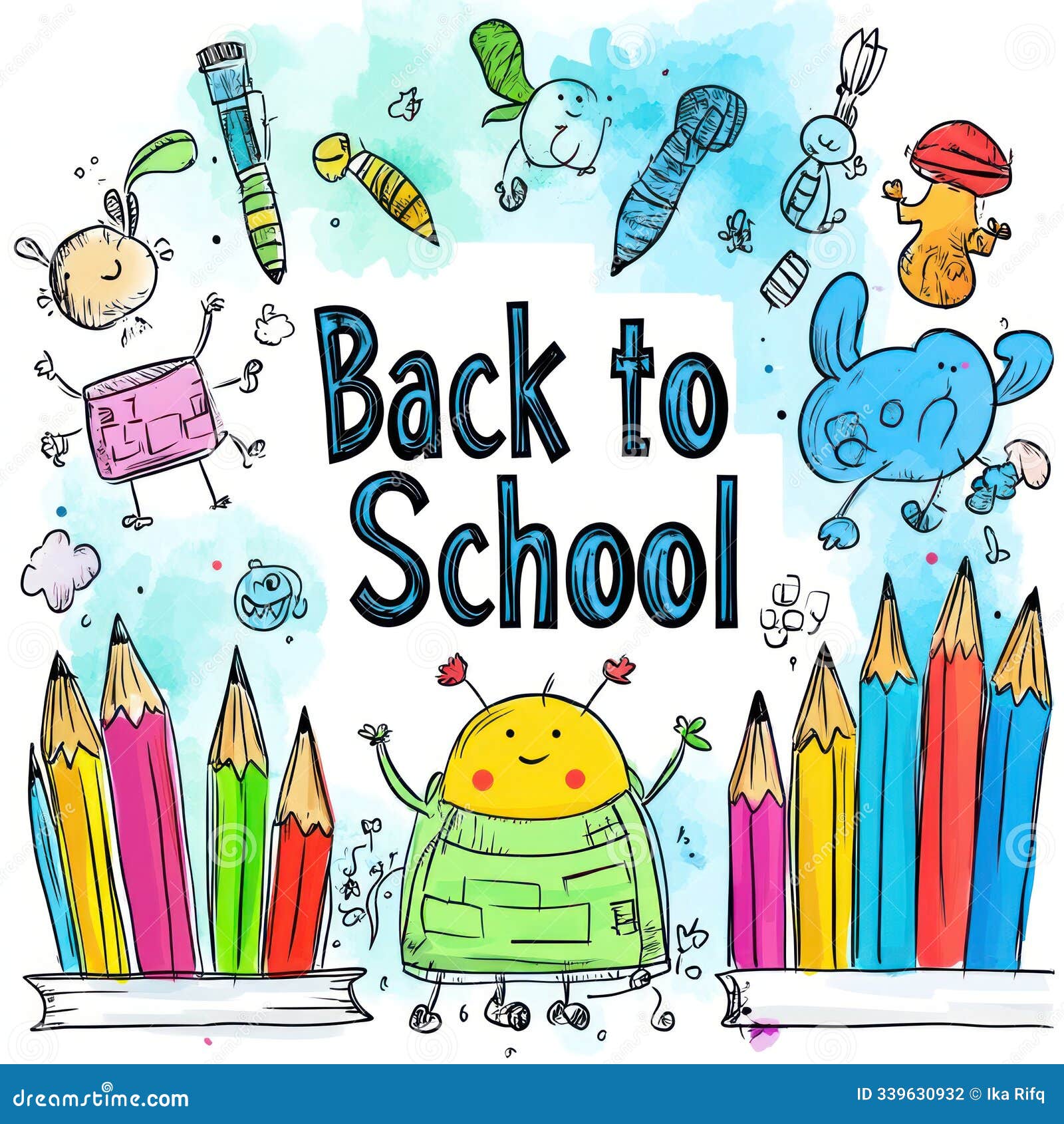 Back To School Watercolor Illustration Stock Illustration ...