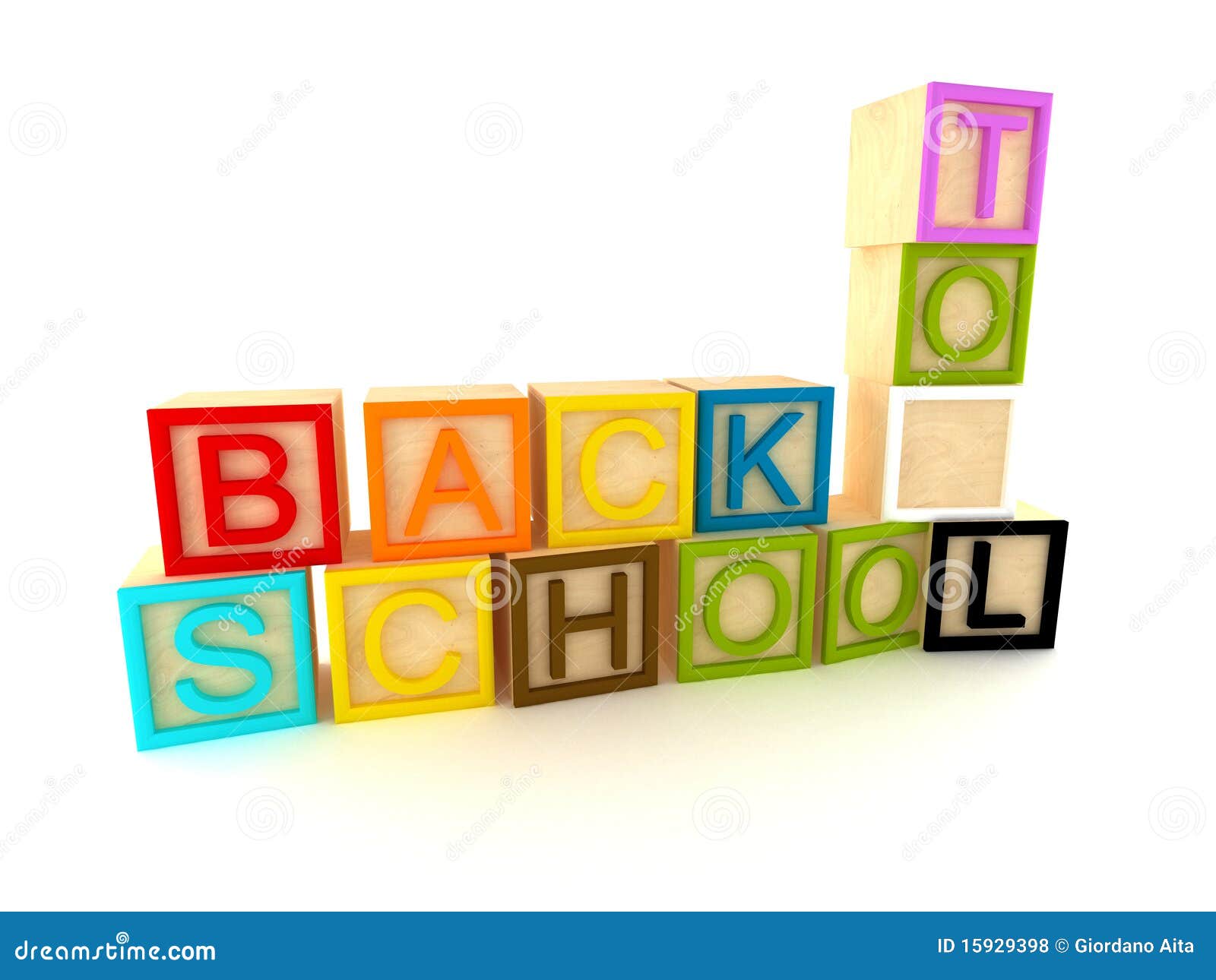 Back To School - Wooden Blocks Letters Stock Illustration ...