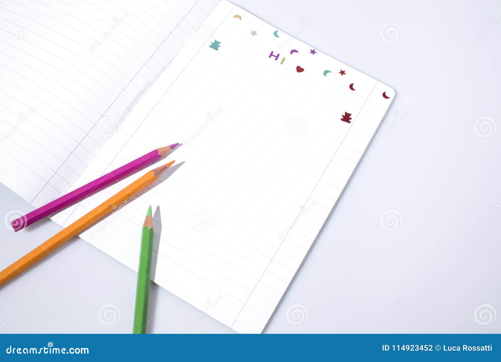 Back To School, Writing on a Copybook Stock Photo - Image of pencil ...