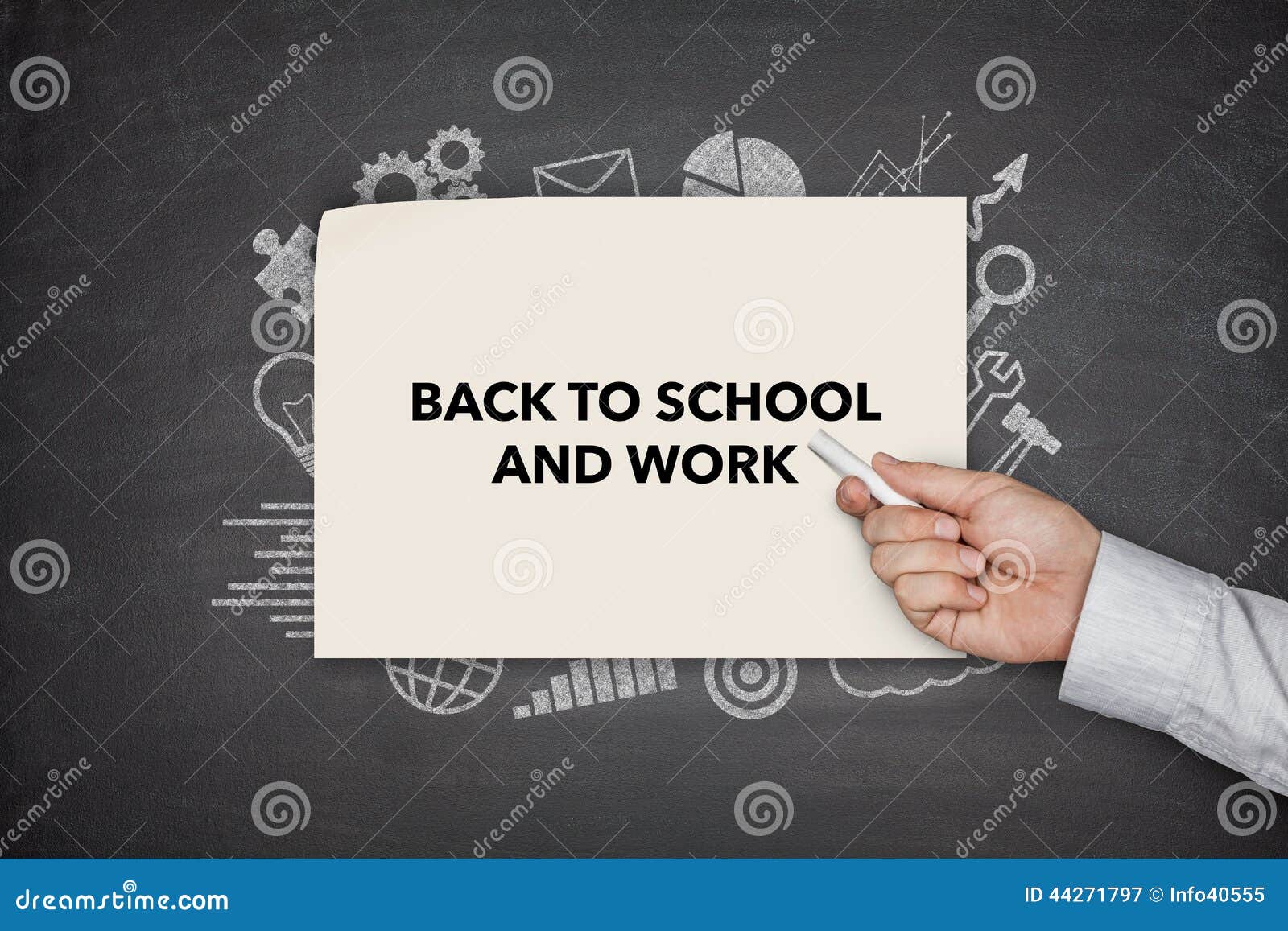 Back To Shool and Work Concept on Black Blackboard Stock Image - Image ...