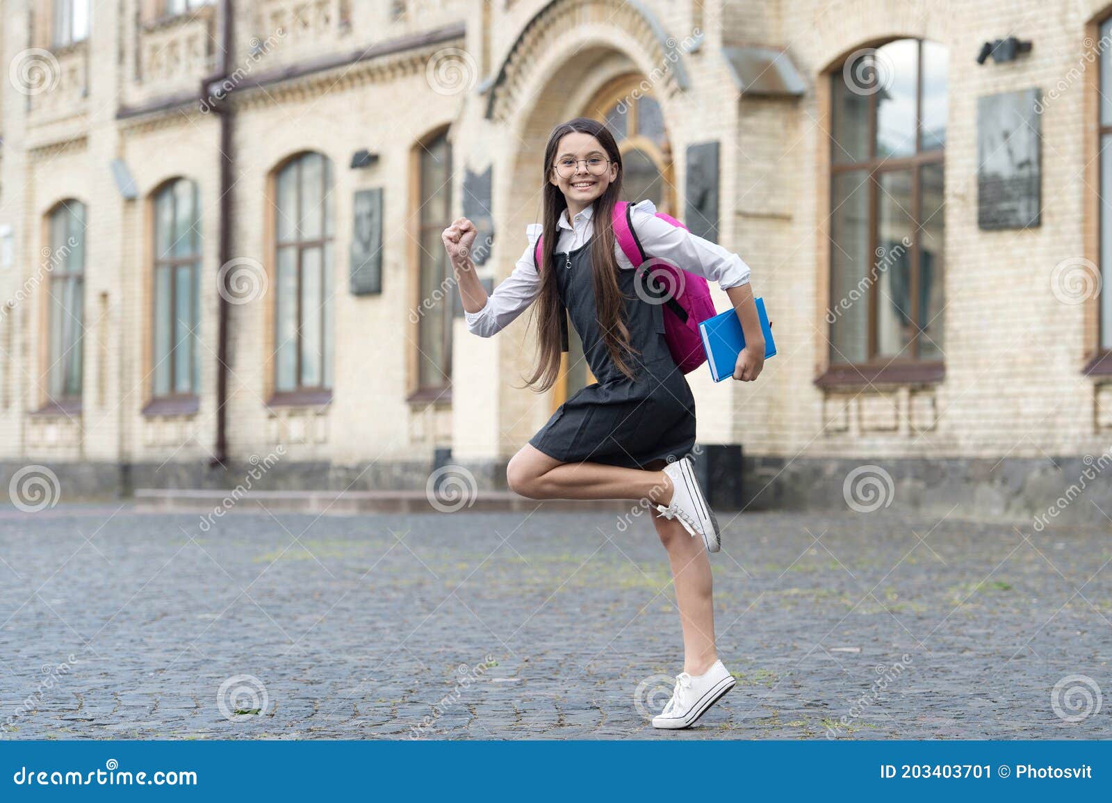 Back To Study. Energetic Child Hurry To School. Formal Education ...