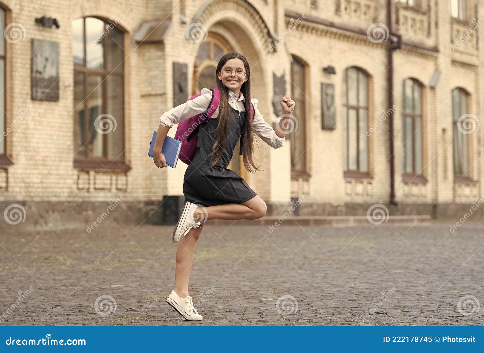 Back To Study. Energetic Child Hurry To School. Formal Education ...