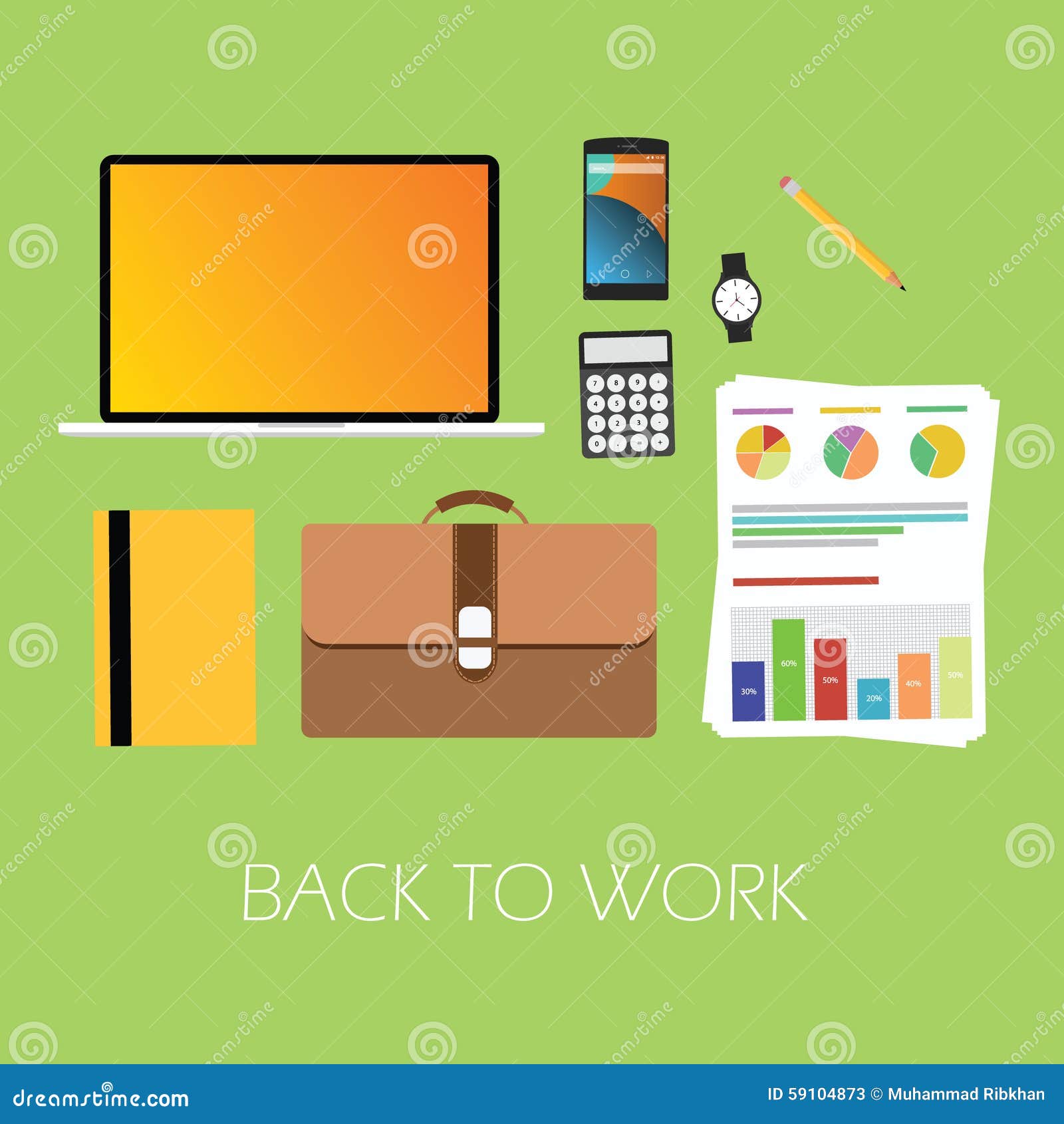 Back to work stock vector. Illustration of hand, graph - 59104873